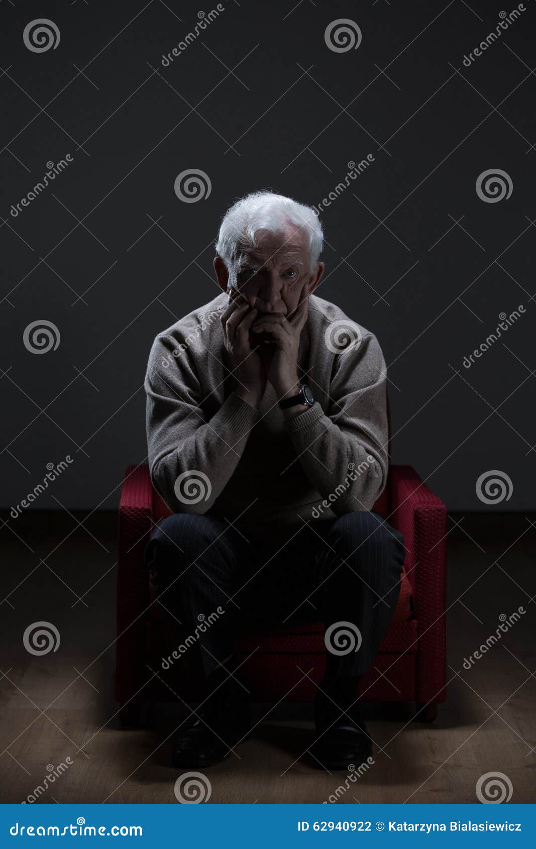 Worried Senior in Empty Room Stock Photo - Image of senility, difficult ...