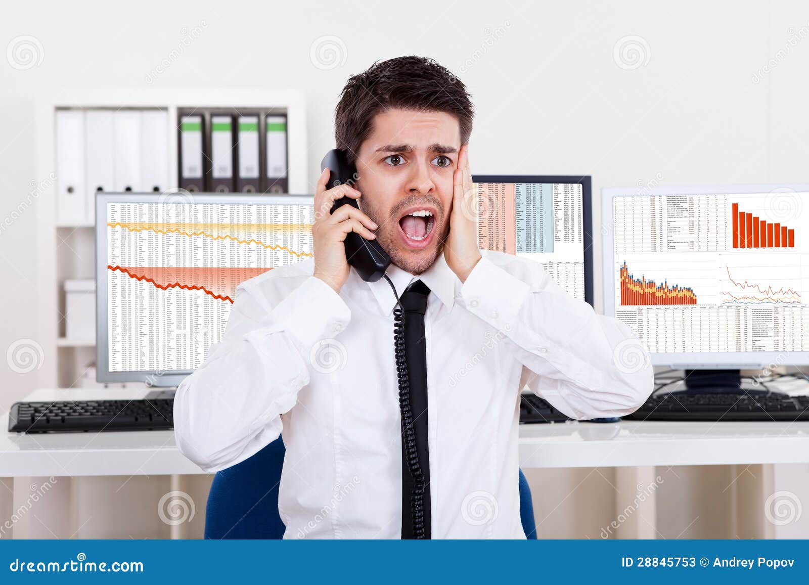 Worried Stock Broker on the Phone Stock Image - Image of negative ...