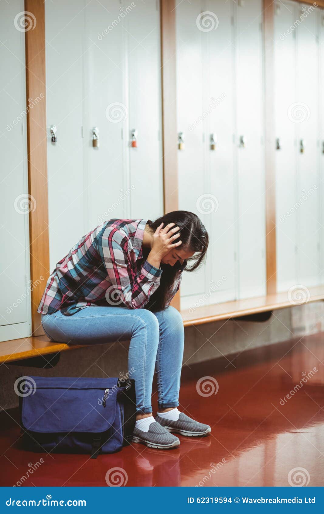 Worried Student Sitting with Hands on Head Stock Photo - Image of ...