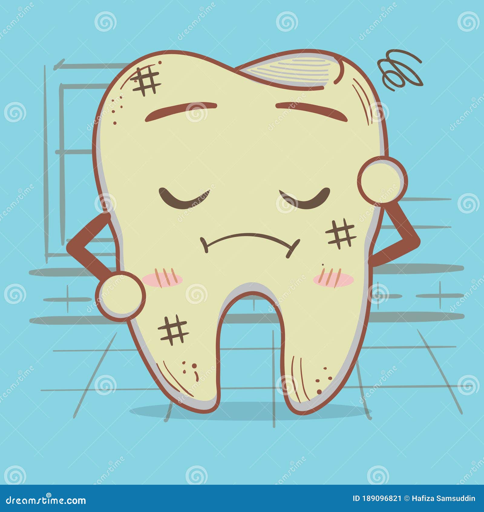 Worried Tooth. Vector Illustration Decorative Design Stock Vector ...