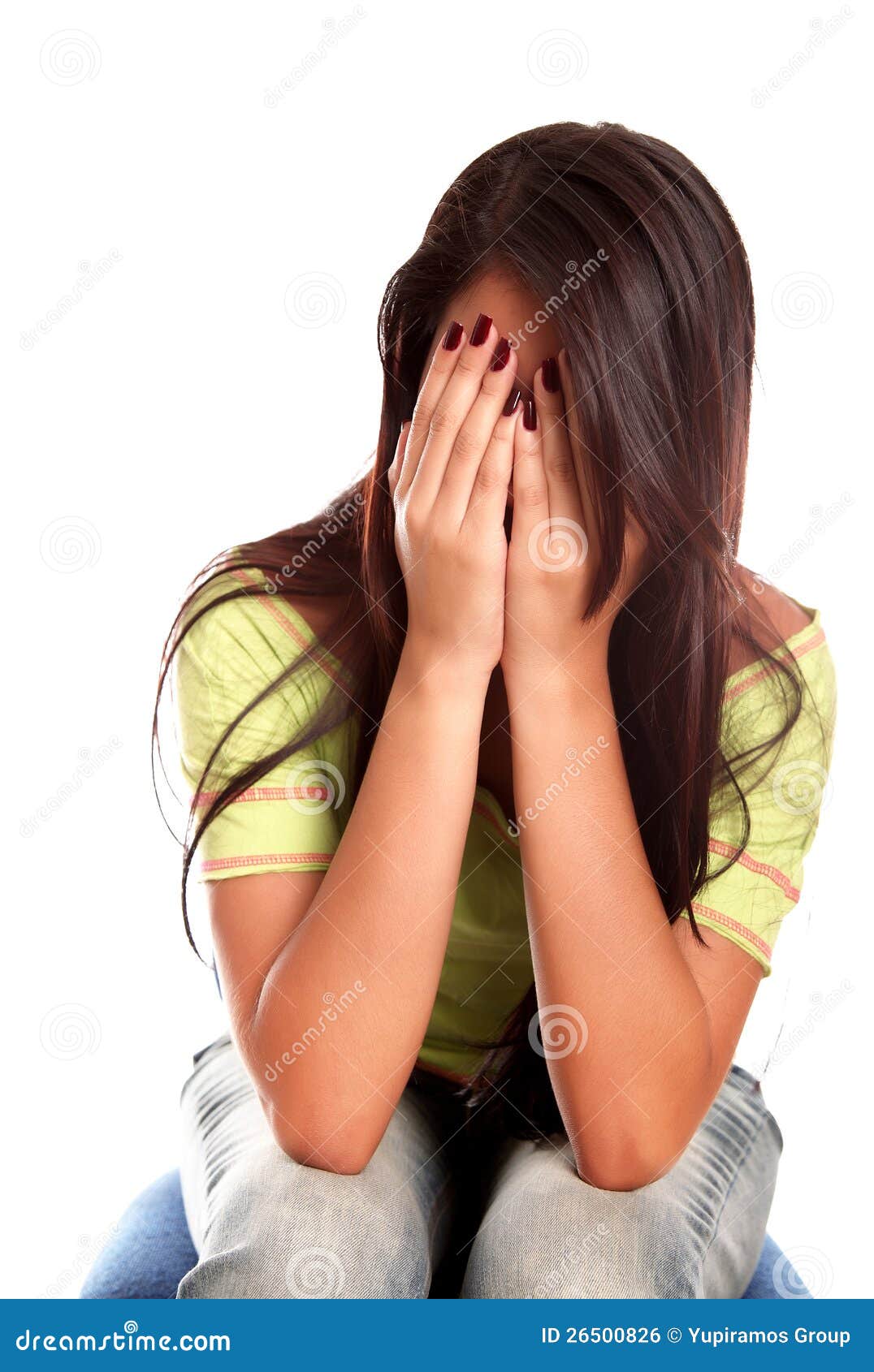 Worried woman stock photo. Image of face, brunette, headache - 26500826