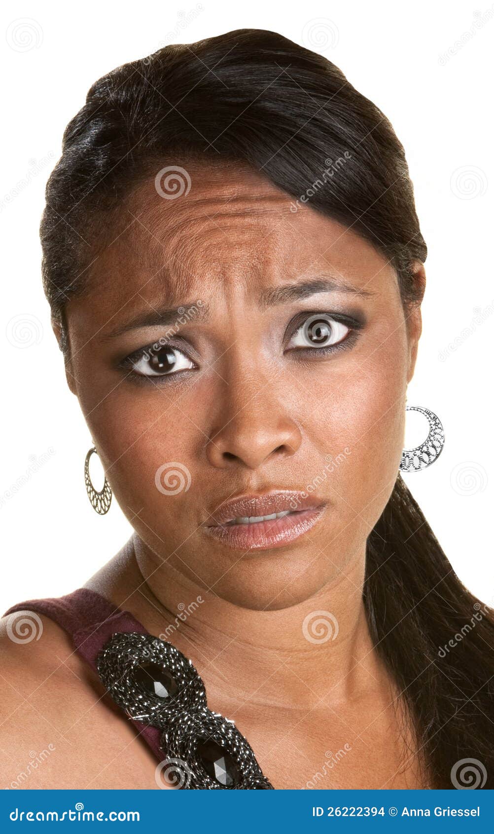 Worried Woman Close Up stock photo. Image of face, black - 26222394