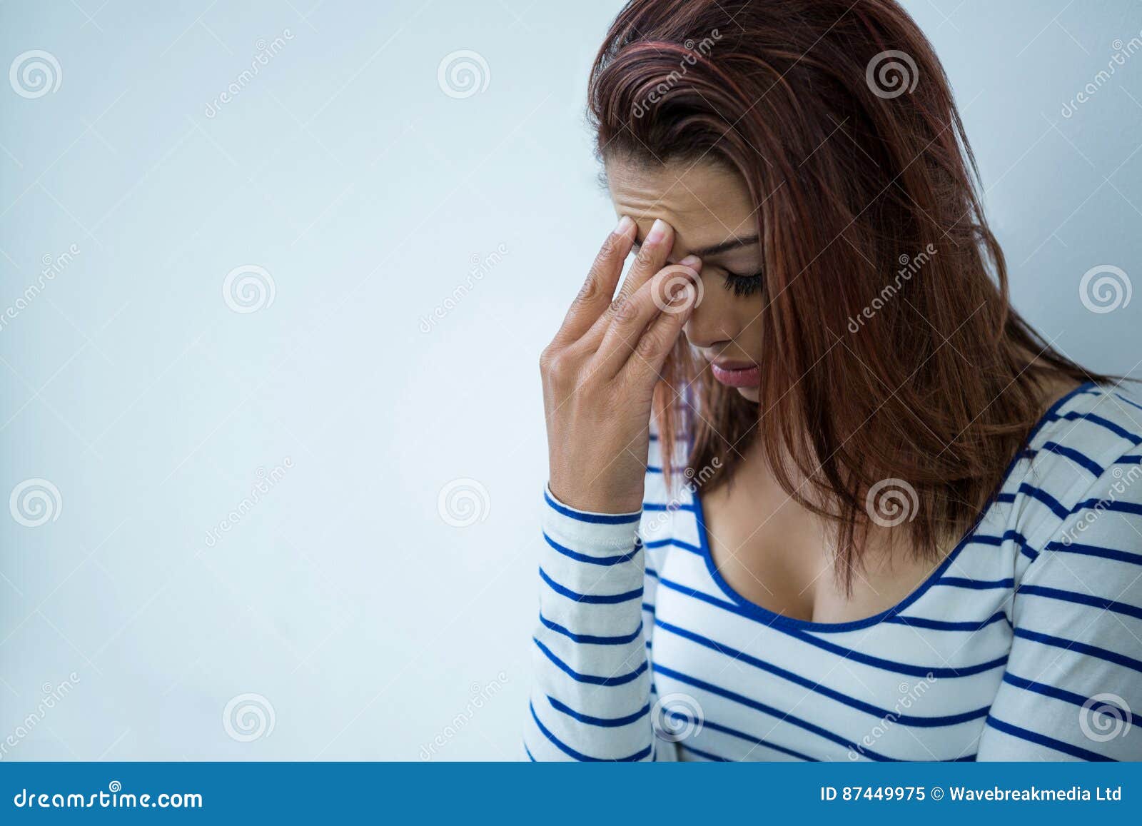 Worried Woman with Head in Hands Stock Image - Image of affection ...