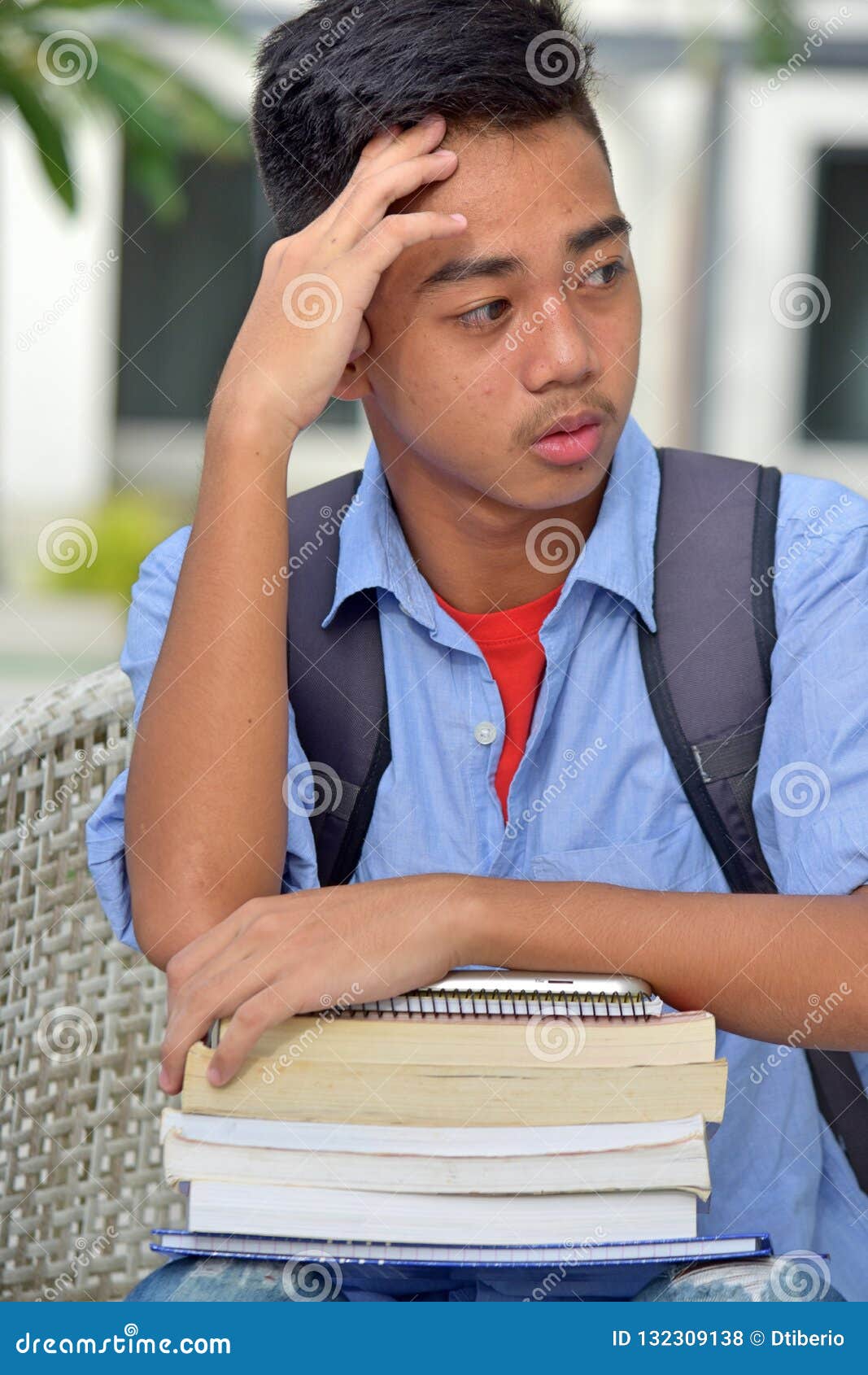 Worried Young Asian Boy Student Stock Photo - Image of scholars, worry ...
