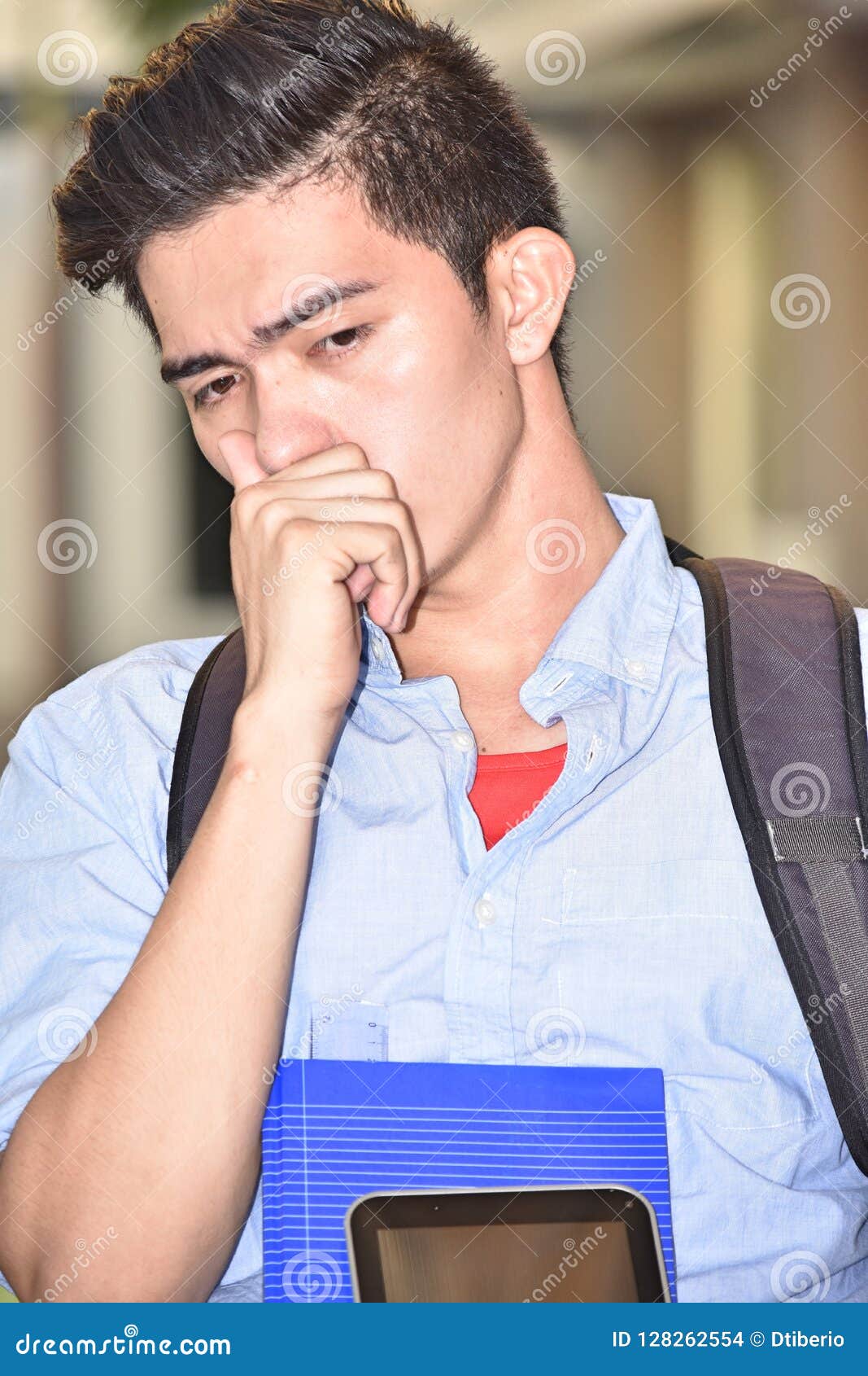 Worrisome Boy Student stock photo. Image of friend, male - 128262554