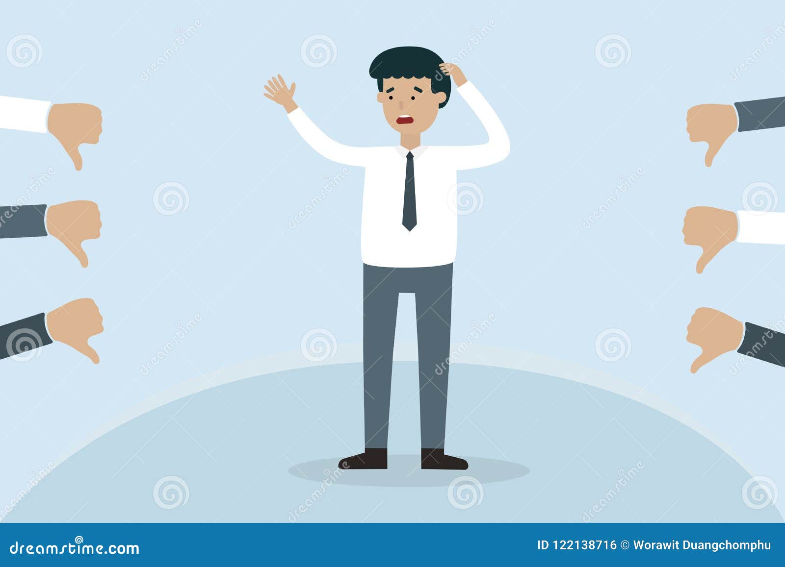 Worry Businessman with Dislike Hand Stock Illustration - Illustration ...