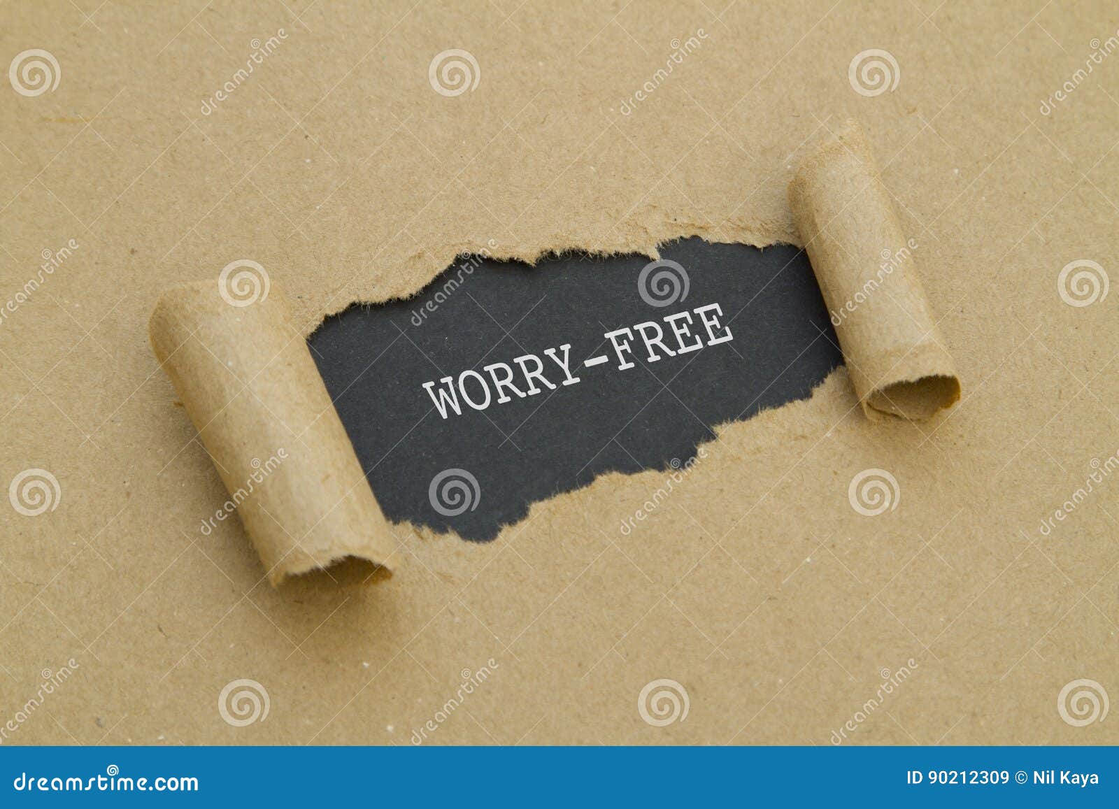 Worry-free Written Under Torn Paper. Stock Image - Image of text ...