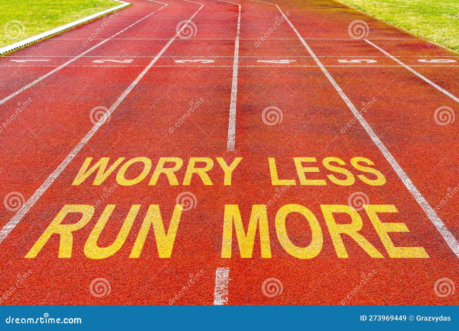 Worry less Run More Written on Rubberized Running Track Stock Image ...