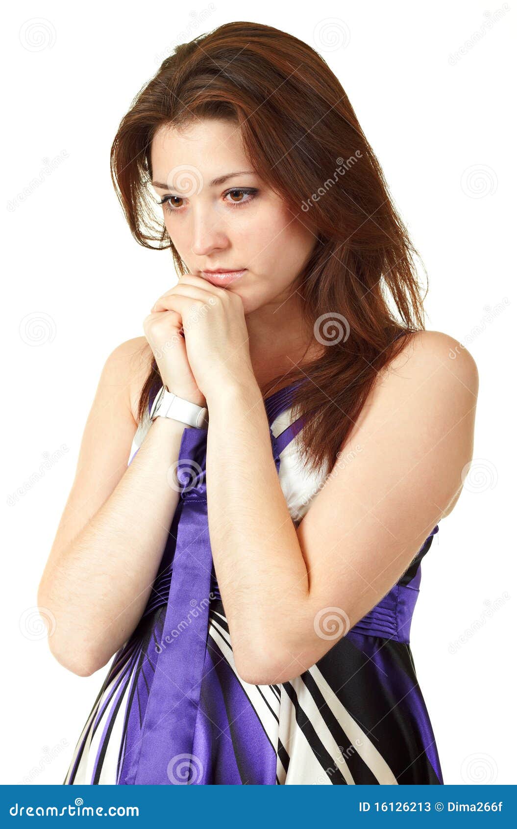 Worry and Sorrow Isolated on a White Stock Image - Image of girl ...