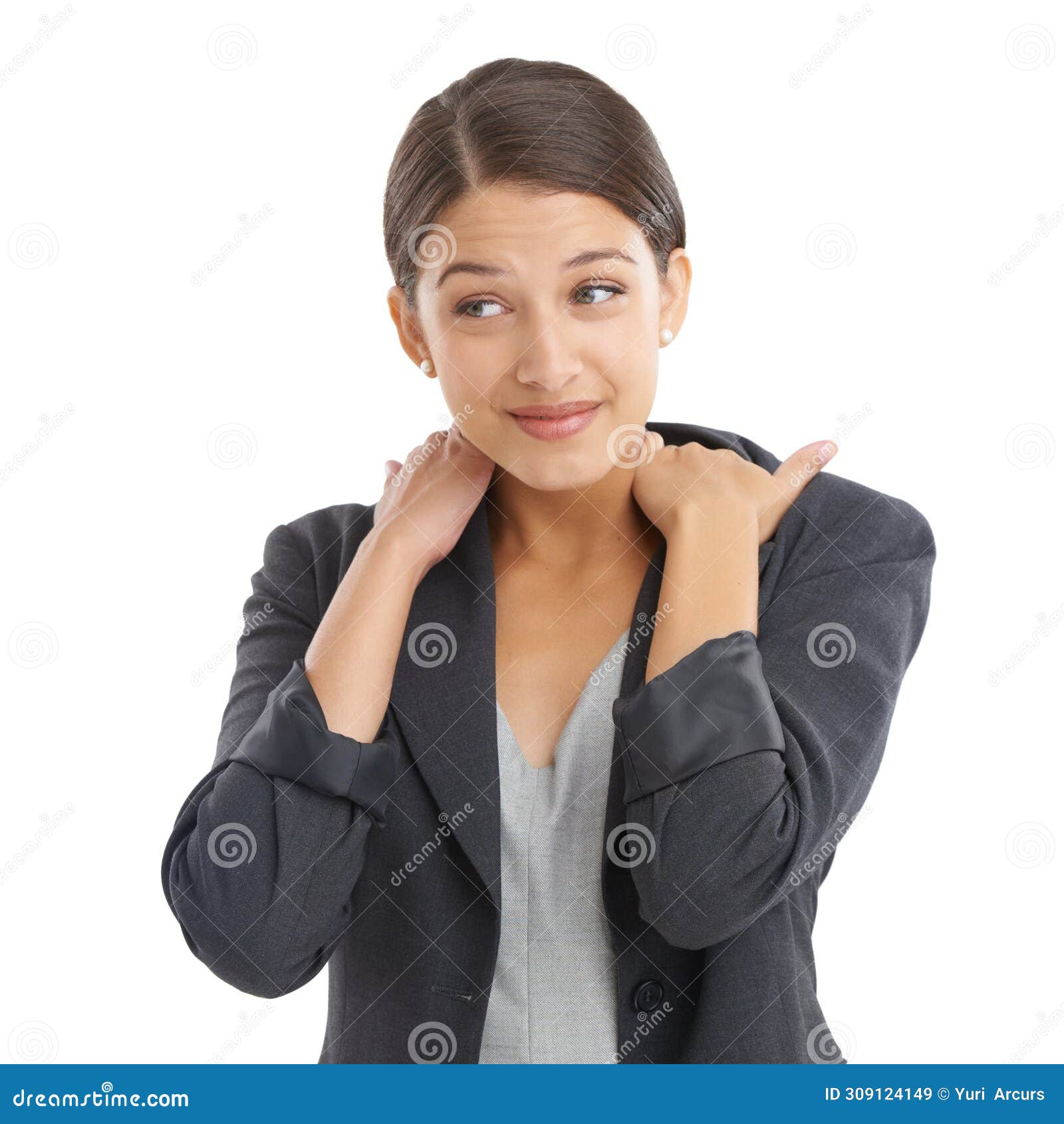 Worry, Thinking and Business Woman on a White Background for Problem ...