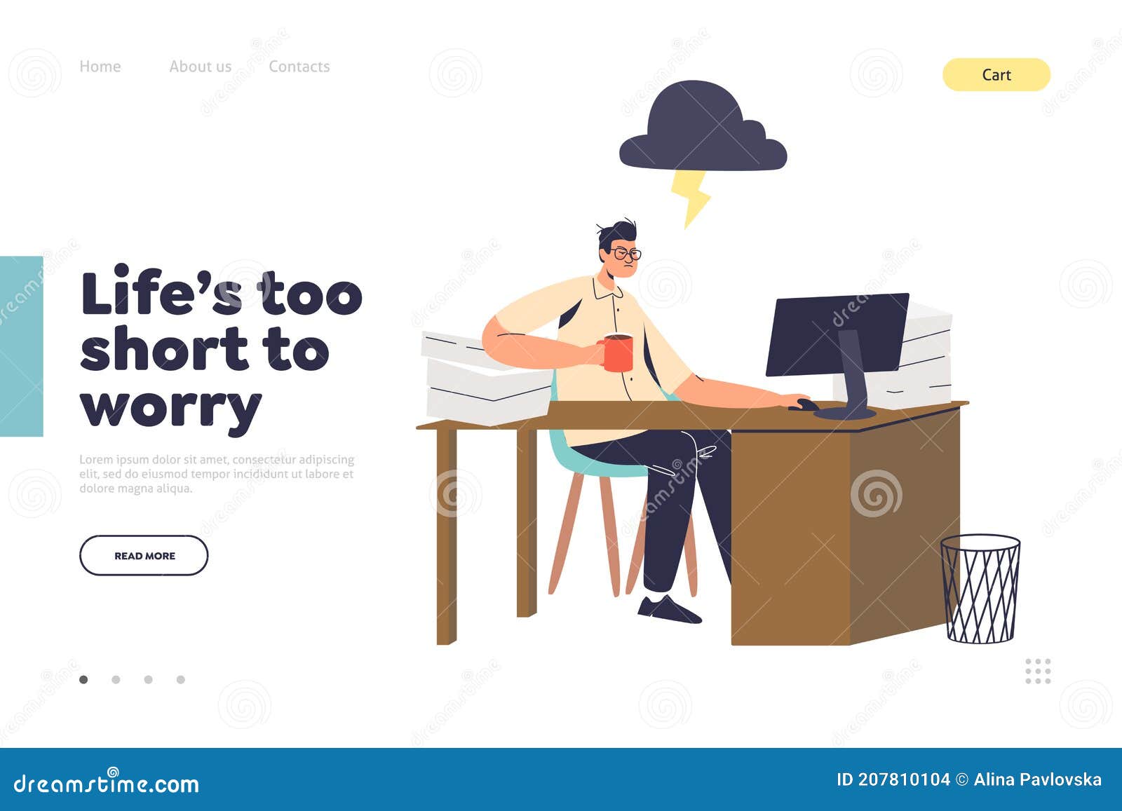 Worry at Work Landing Page Concept with Stressed and Angry Office ...