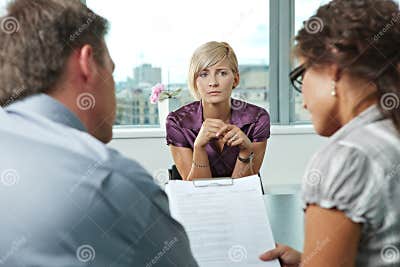 Worrying during Job Interview Stock Image - Image of blond, caucasian ...