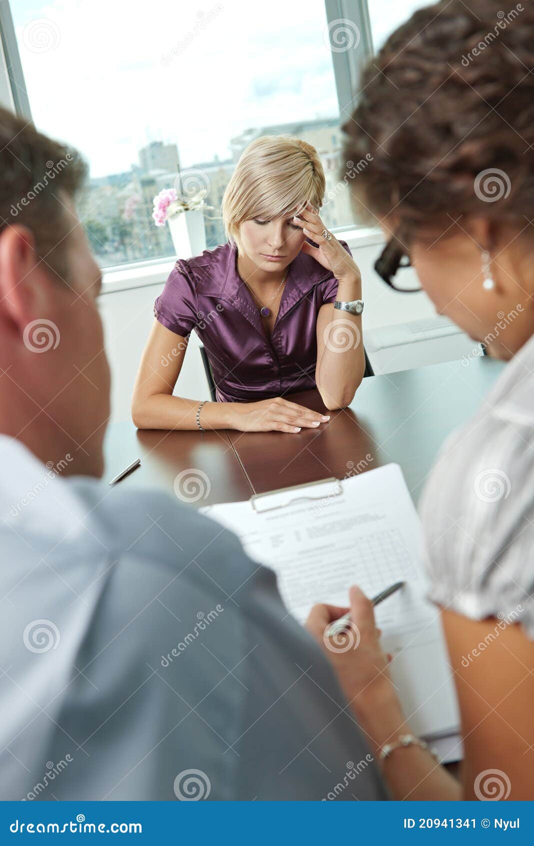 Worrying during Job Interview Stock Image - Image of females, business ...