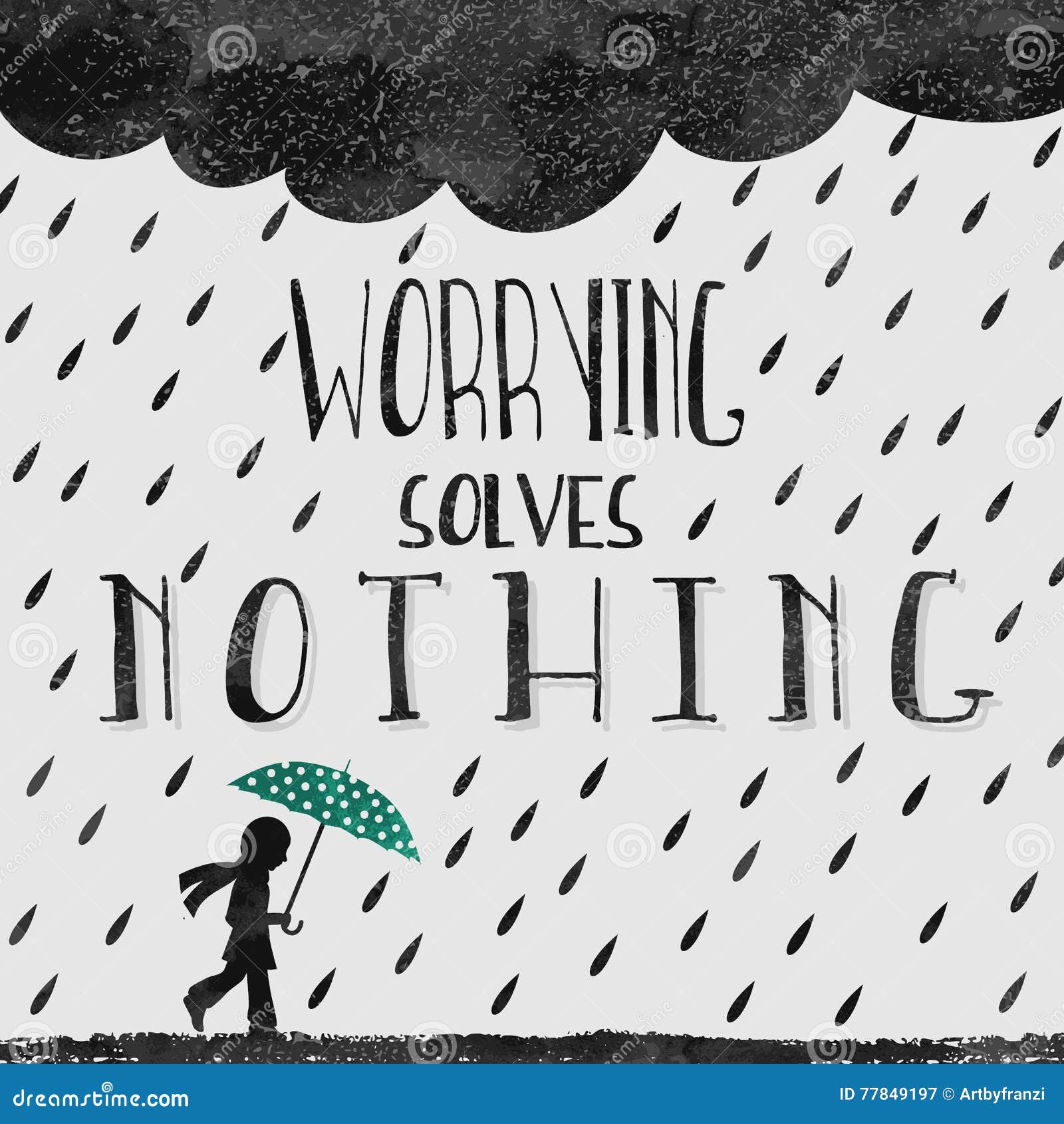 Worrying solves nothing stock vector. Illustration of rain - 77849197