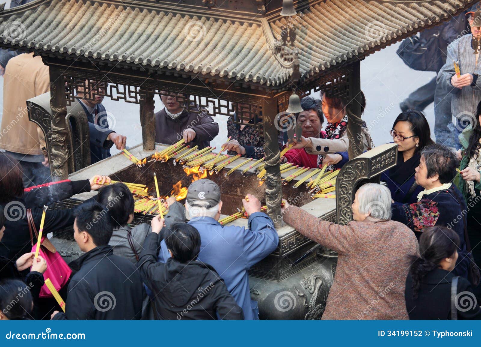 Worship in a Buddhist Temple Editorial Photography - Image of temple ...