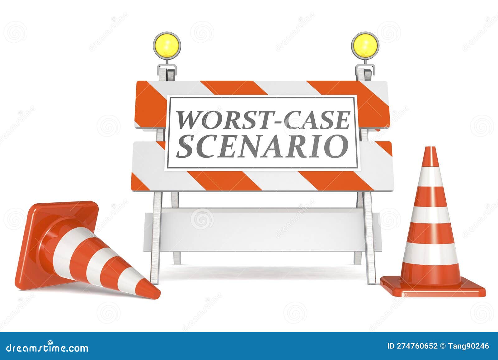 Worst Case Scenario Sign on Barricade and Traffic Cones Stock ... Worst Case Scenario Sign on Barricade and Traffic Cones Stock ...