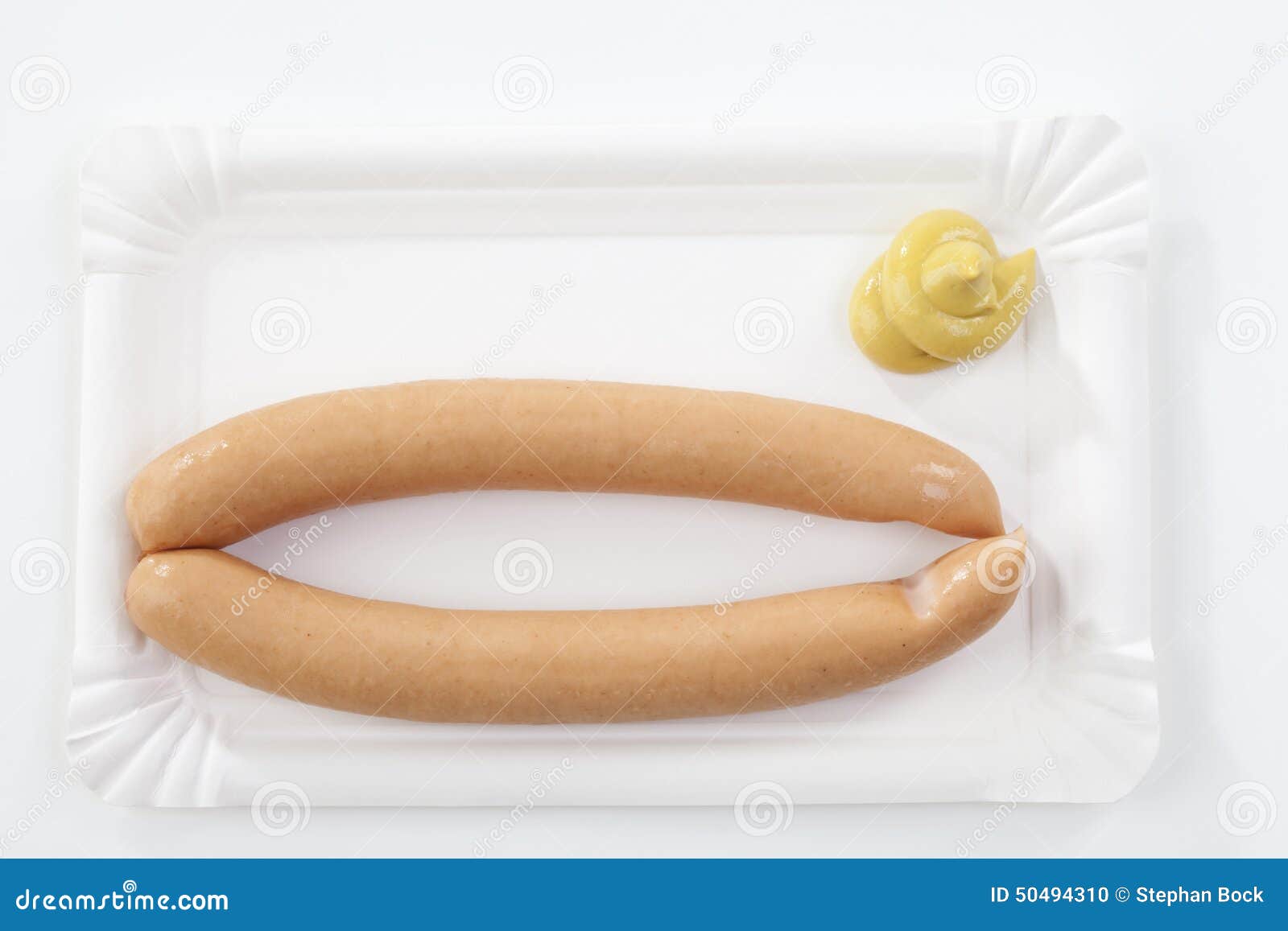 Worstje Met Mosterd Op Document Plaat Stock Foto - Image of gediend ...