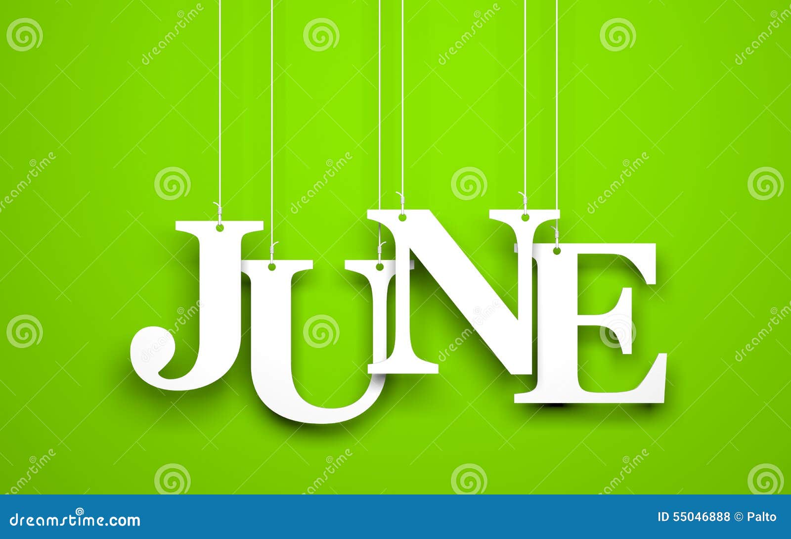 Wort JUNI, Der an Den Seilen Hängt Stock Abbildung - Illustration von ...