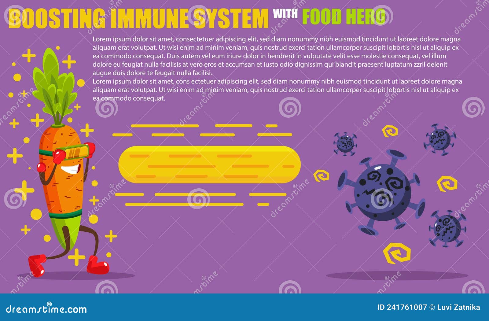 Boosting Immune System with Food Stock Vector - Illustration of cute ...