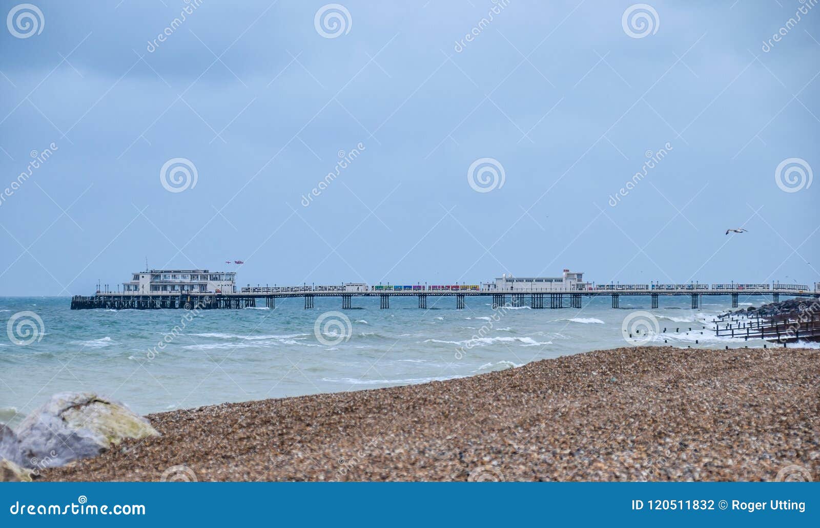 Worthing beach and pier stock photo. Image of nature - 120511832