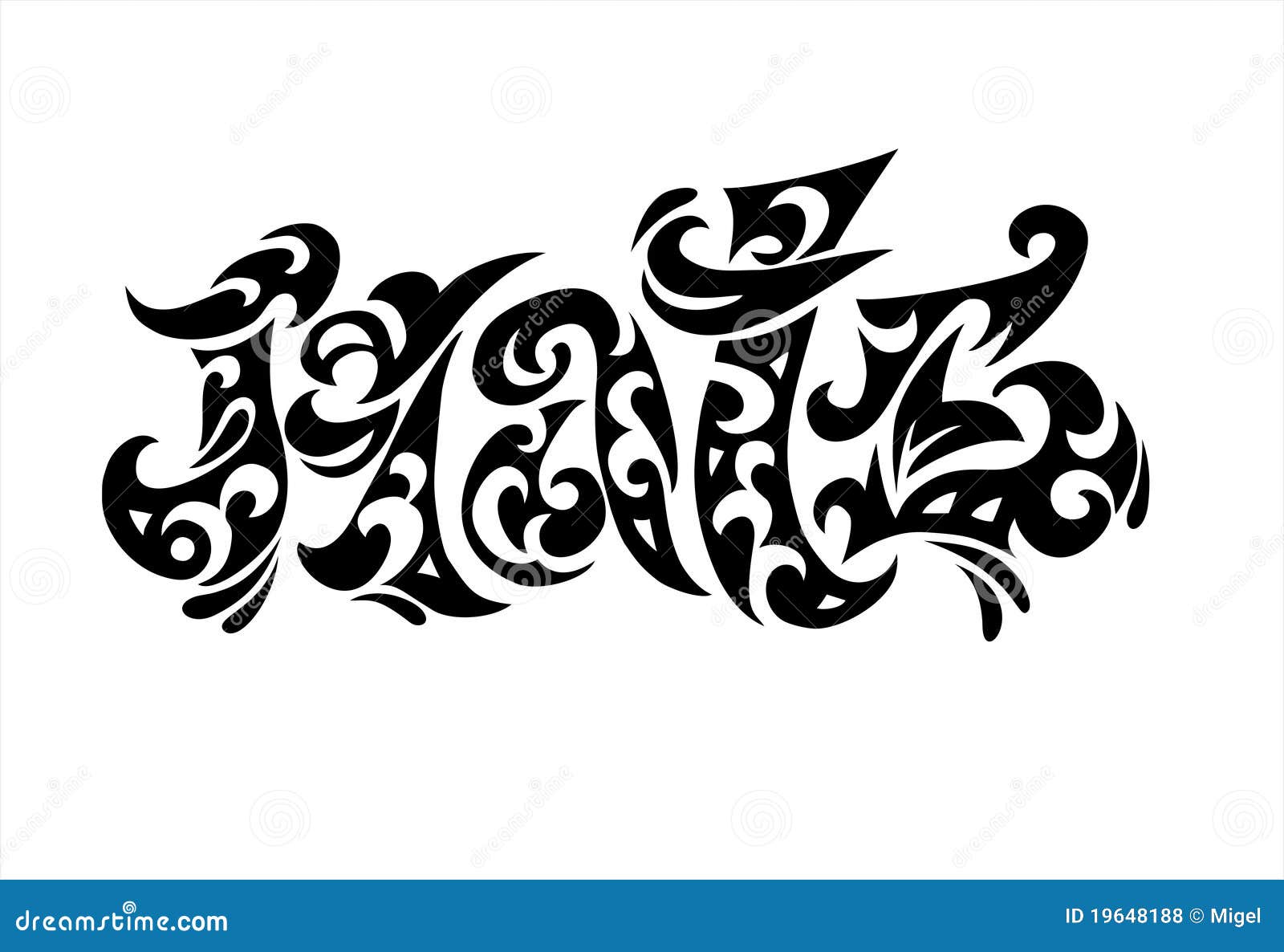 Wortzeichen Hass tatoo vektor abbildung. Illustration von dekoration ...