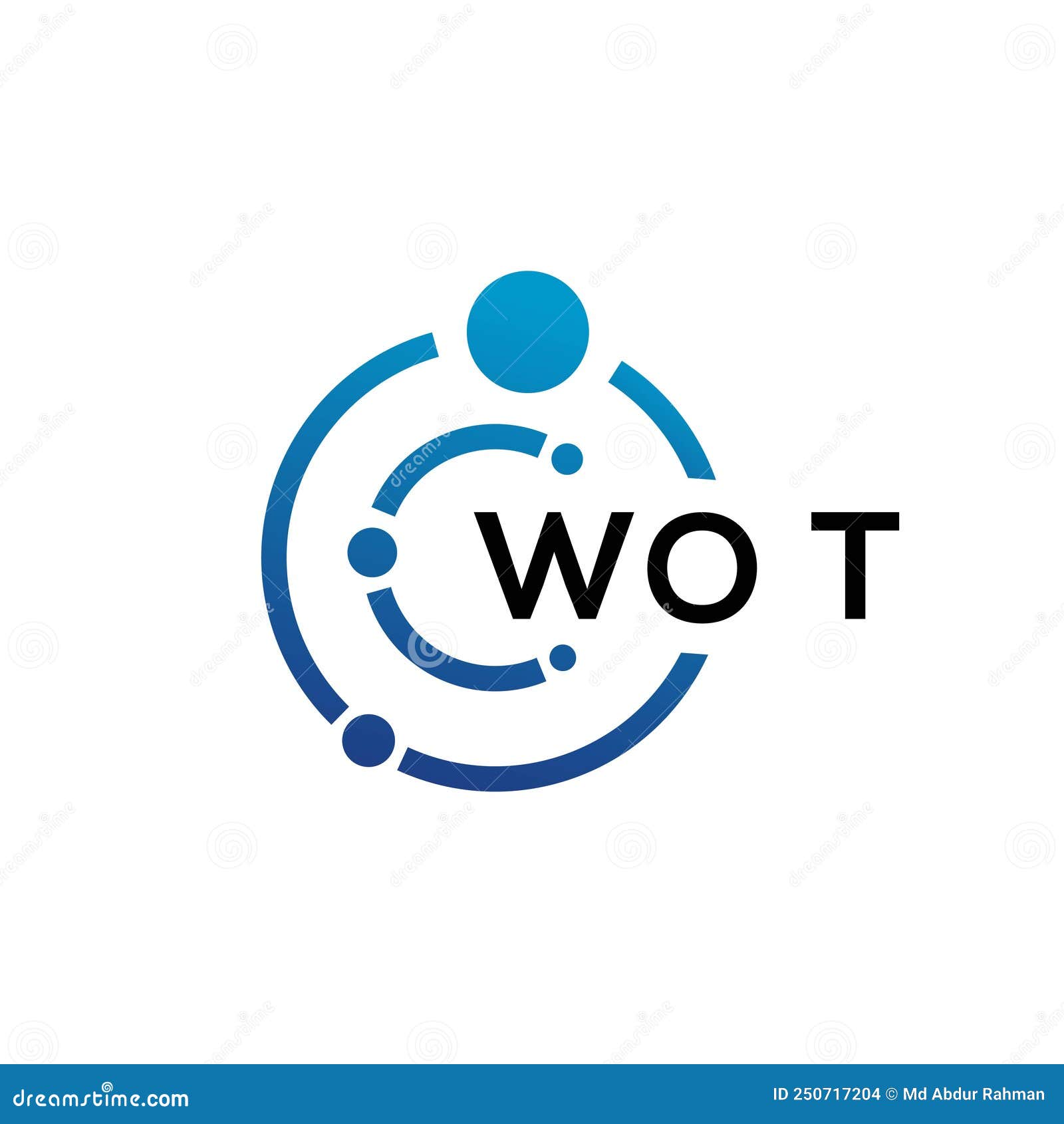 WOT Letter Technology Logo Design on White Background. WOT Creative ...