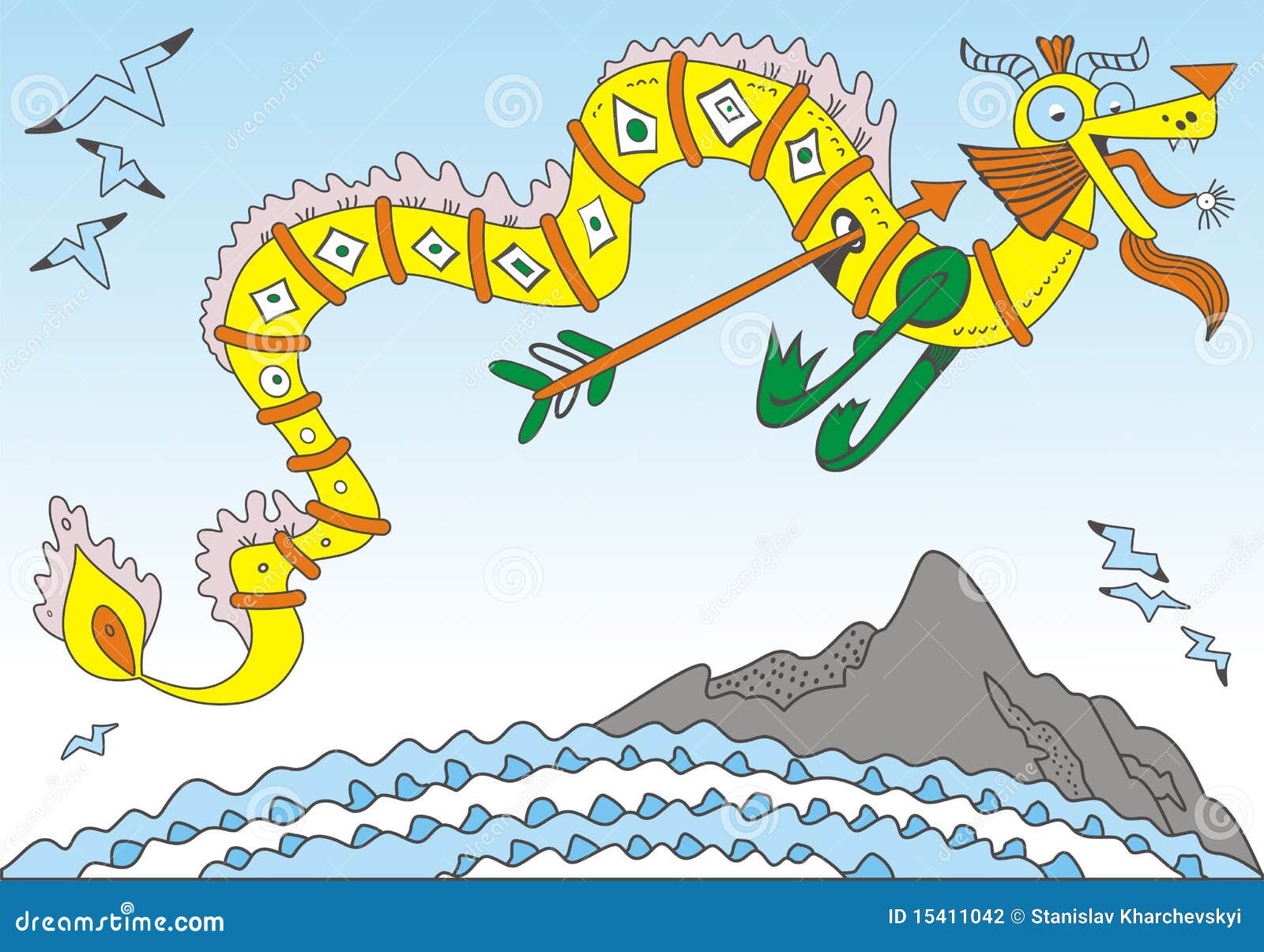 Wounded dragon stock vector. Illustration of flying, dragon - 15411042