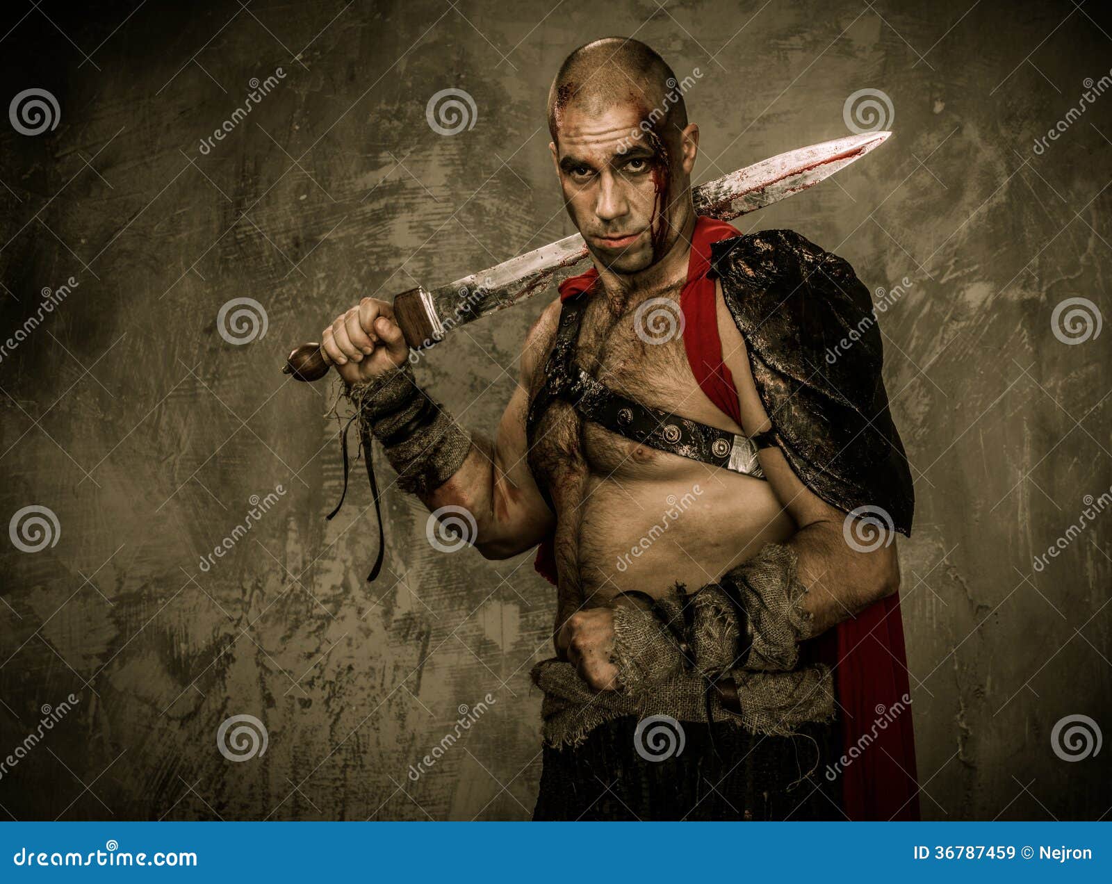 Wounded Gladiator Holding Sword Stock Image - Image of power, gladius ...