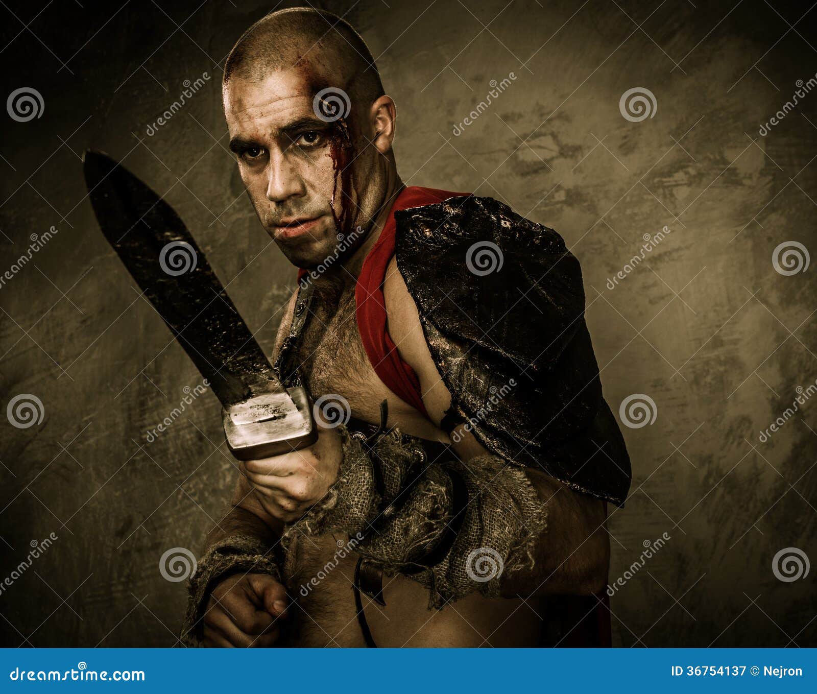 Wounded Gladiator with Sword Stock Image - Image of historical, costume ...