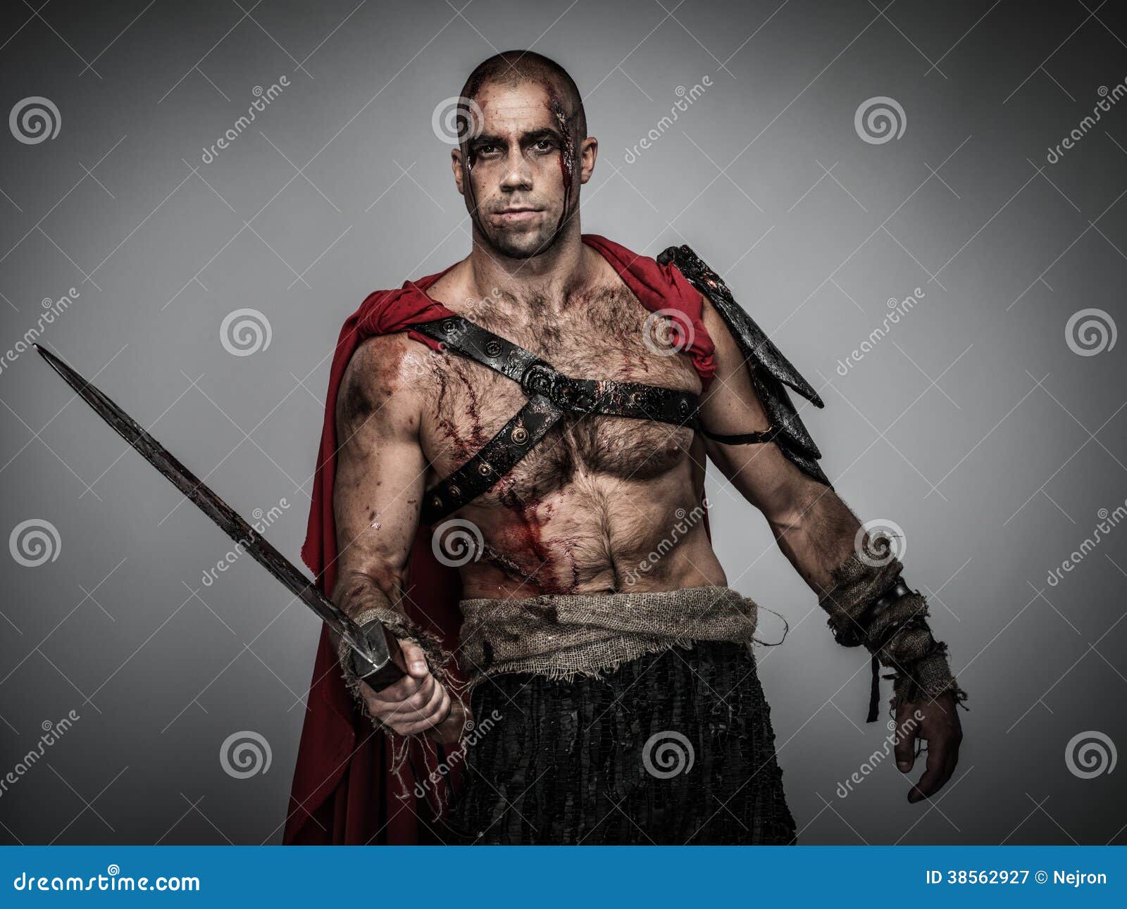Wounded Gladiator with Sword Stock Image - Image of bloody, muscle ...