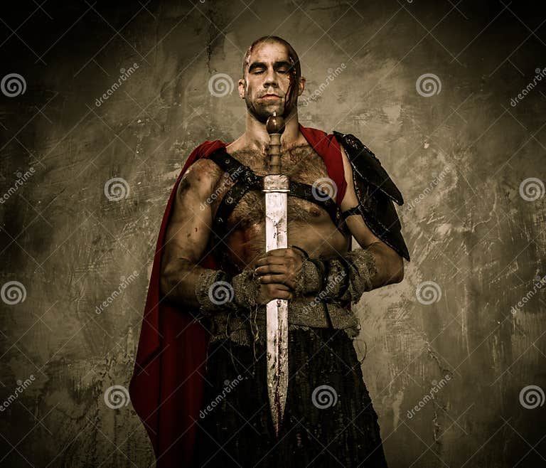 Wounded Gladiator with Sword Stock Image - Image of historical, history ...