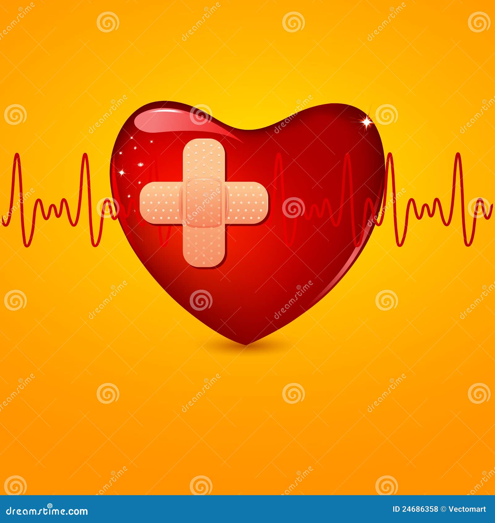 Wounded Heart stock vector. Illustration of lifeline - 24686358
