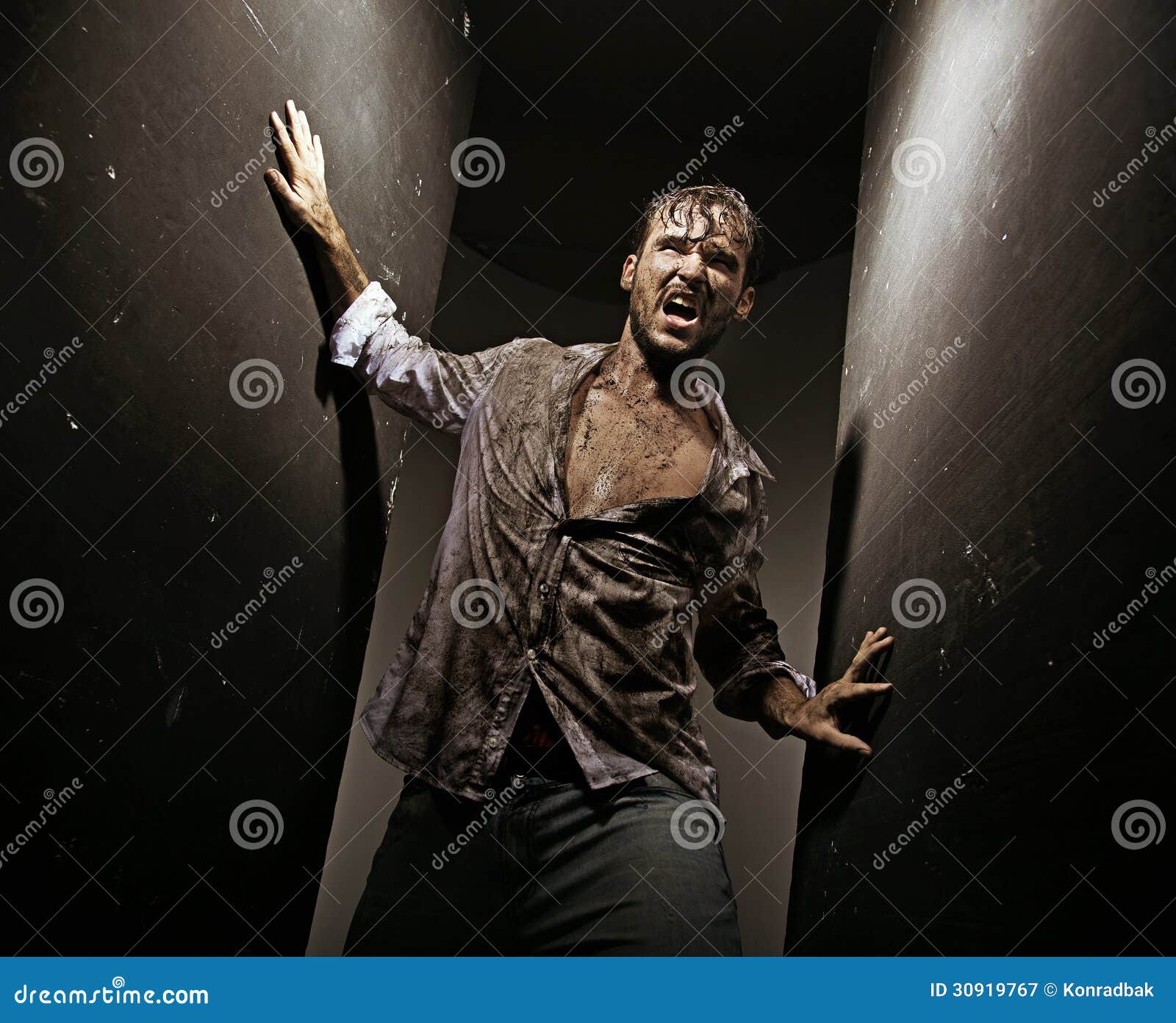 Wounded Man After Hard Survival Royalty Free Stock Photography - Image ...