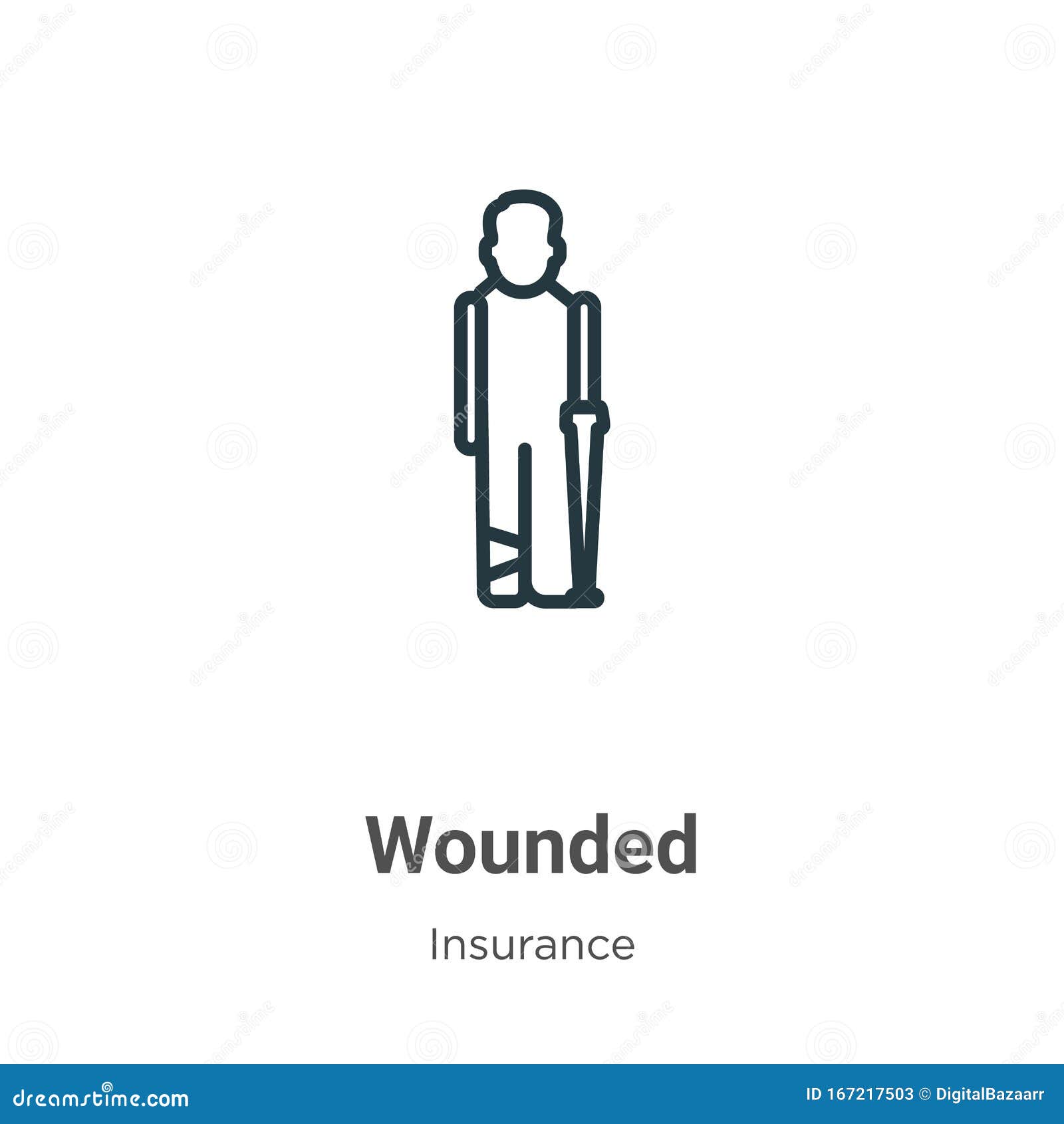 Wounded Outline Vector Icon. Thin Line Black Wounded Icon, Flat Vector ...
