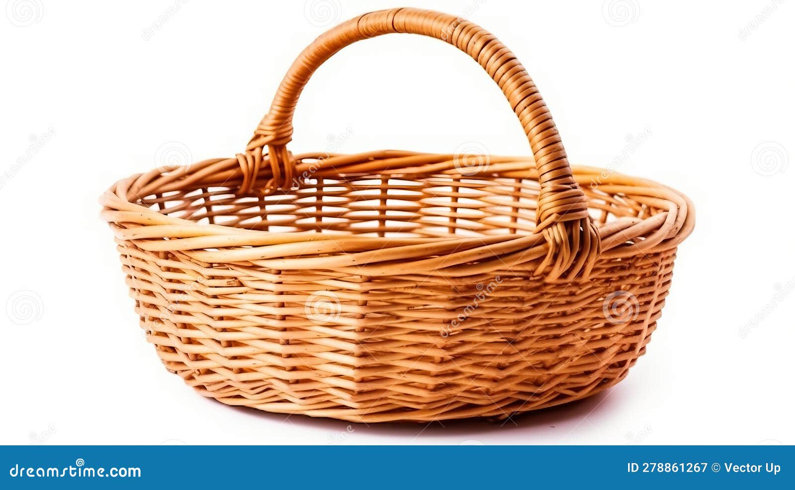 Woven Basket with a Sturdy Handle Isolated on White Background ...