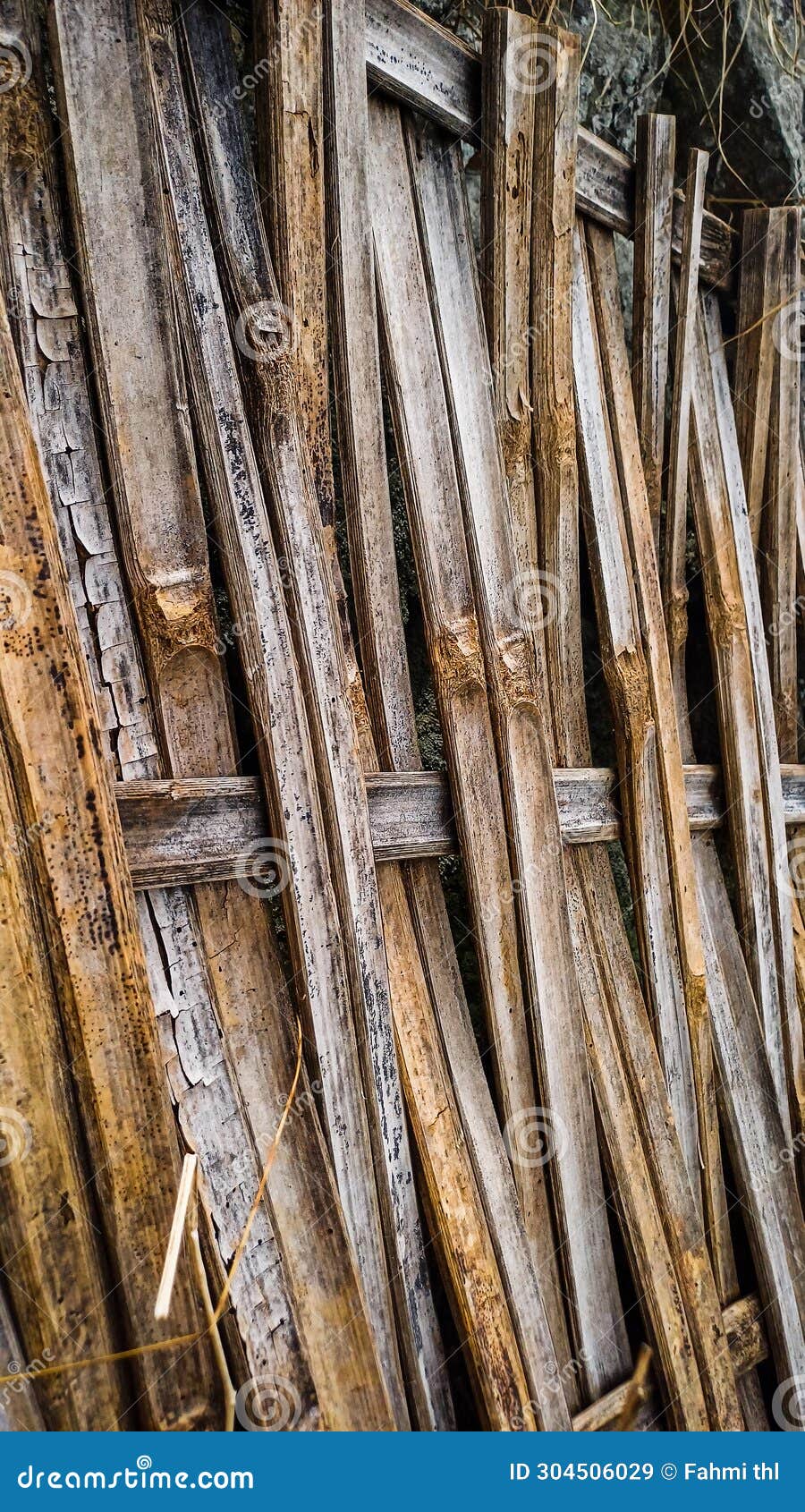 Woven Fence Made of Rotten Bamboo Stock Image - Image of close, country ...