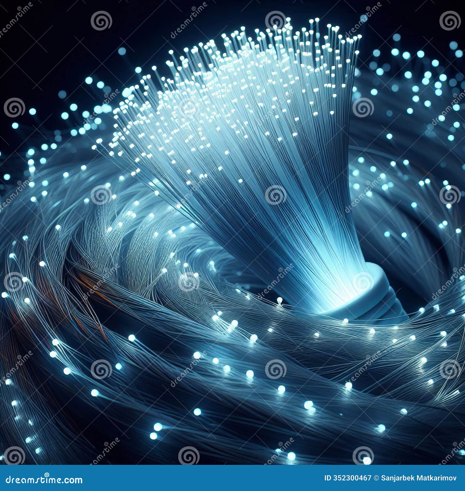 Woven Fiber Optic Cable with Glowing Threads a Fiber Optic Cable Stock ...