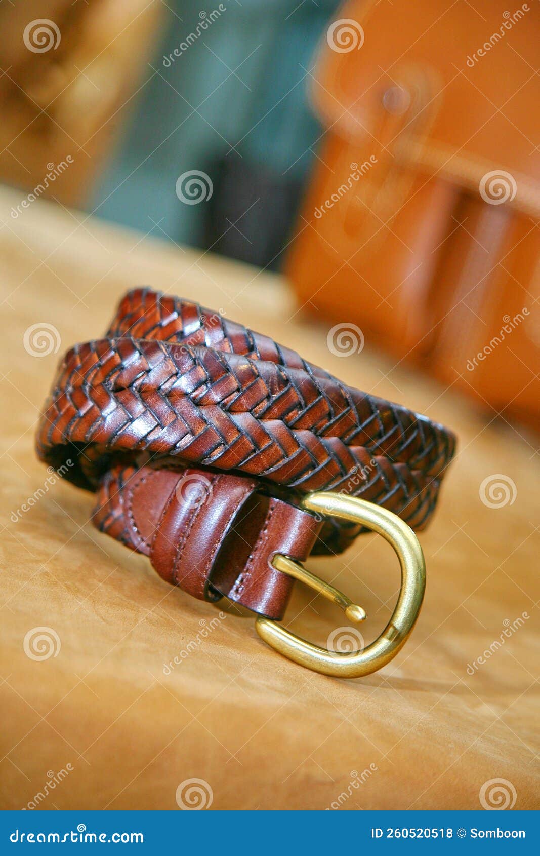 Woven Leather Belt for Male Stock Photo - Image of woven, brown: 260520518