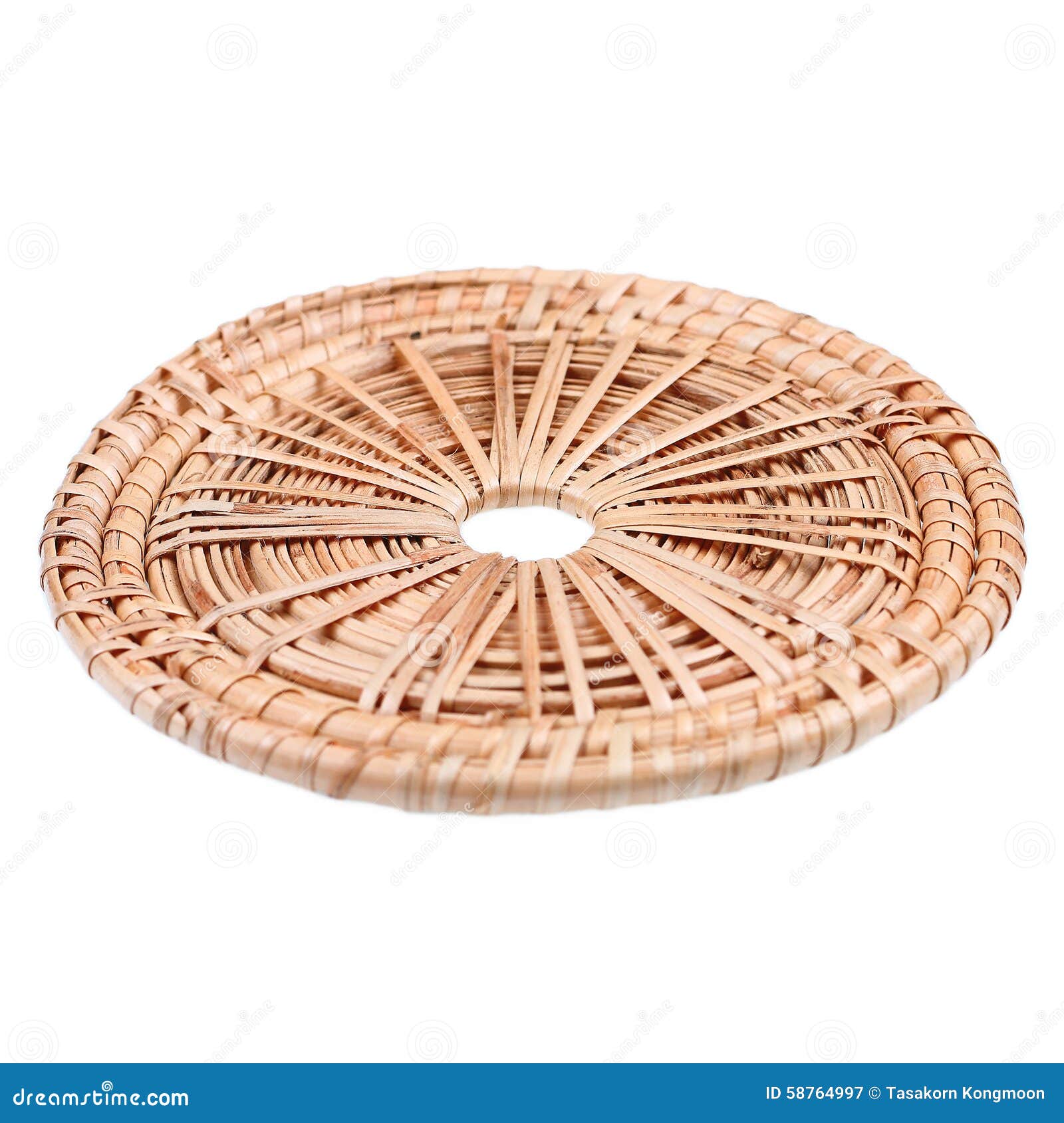 Woven Rattan Coaster on White Stock Image - Image of pattern, bottom ...