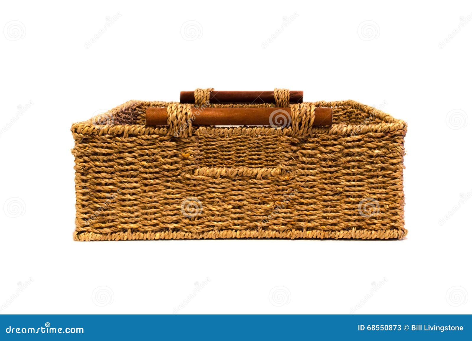 Woven Rope Basket with Handles Front View Stock Image - Image of rough ...