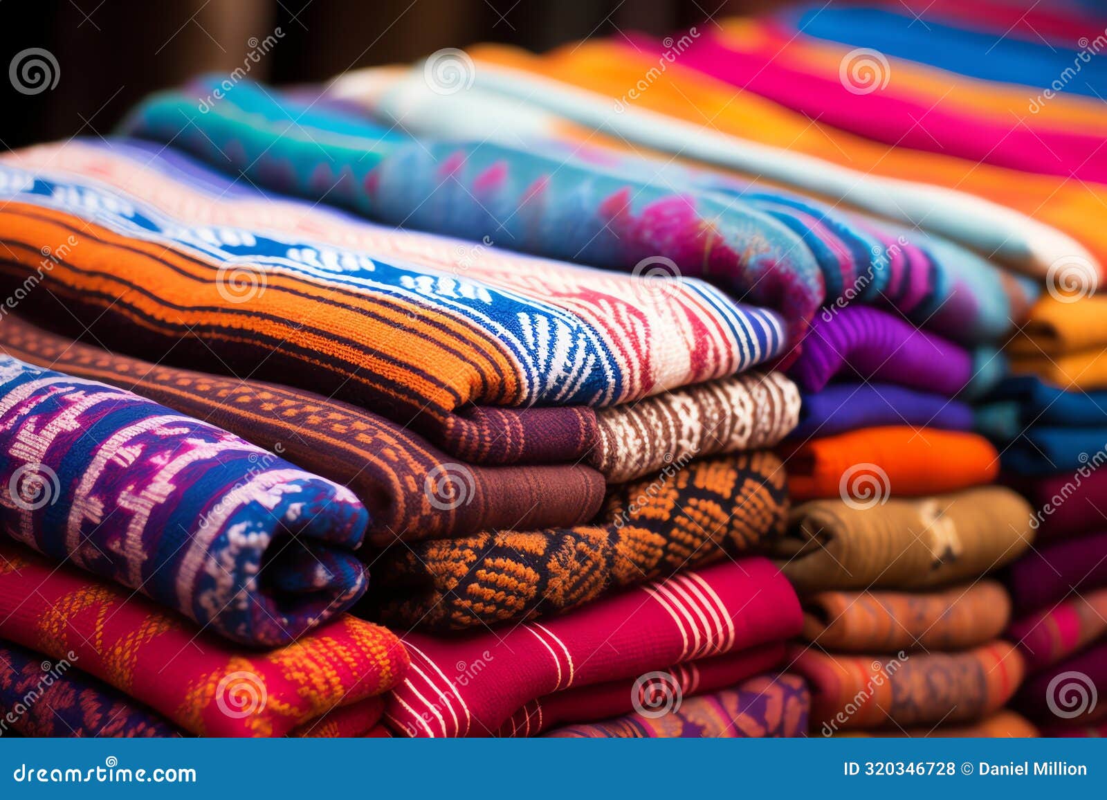 Woven Textiles Showcasing Intricate Patterns and Designs Illustration ...