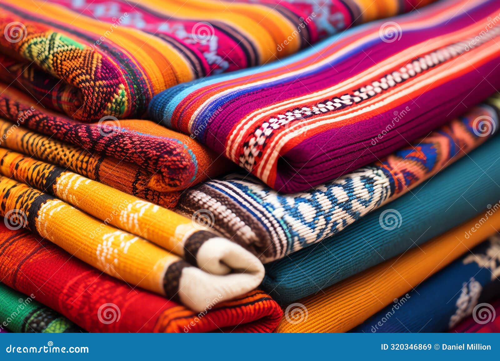 Woven Textiles Showcasing Intricate Patterns and Designs Illustration ...