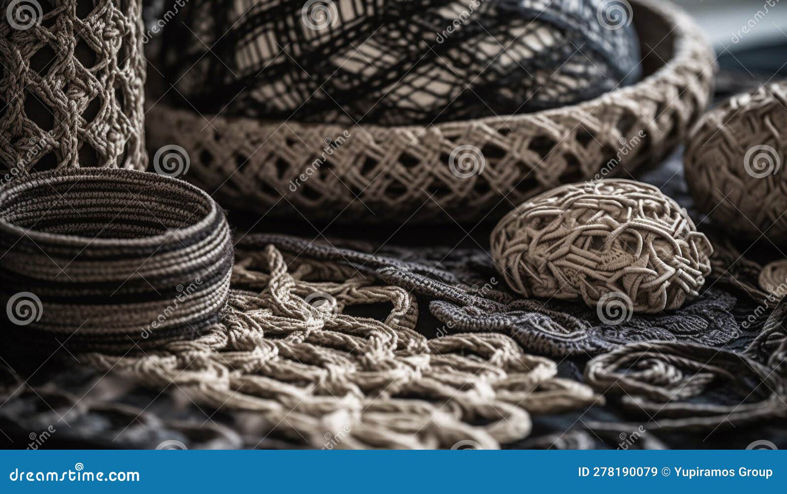 Woven Wool Spool Tied in Rustic Knot Generated by AI Stock Illustration ...