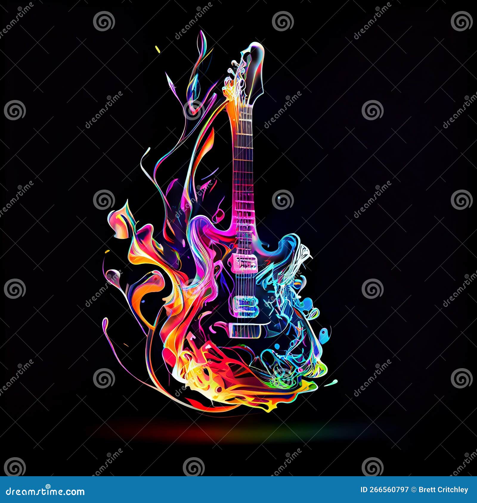 Colorful Colourful Abstract Guitar Vibrant Bright Colors Dark ...