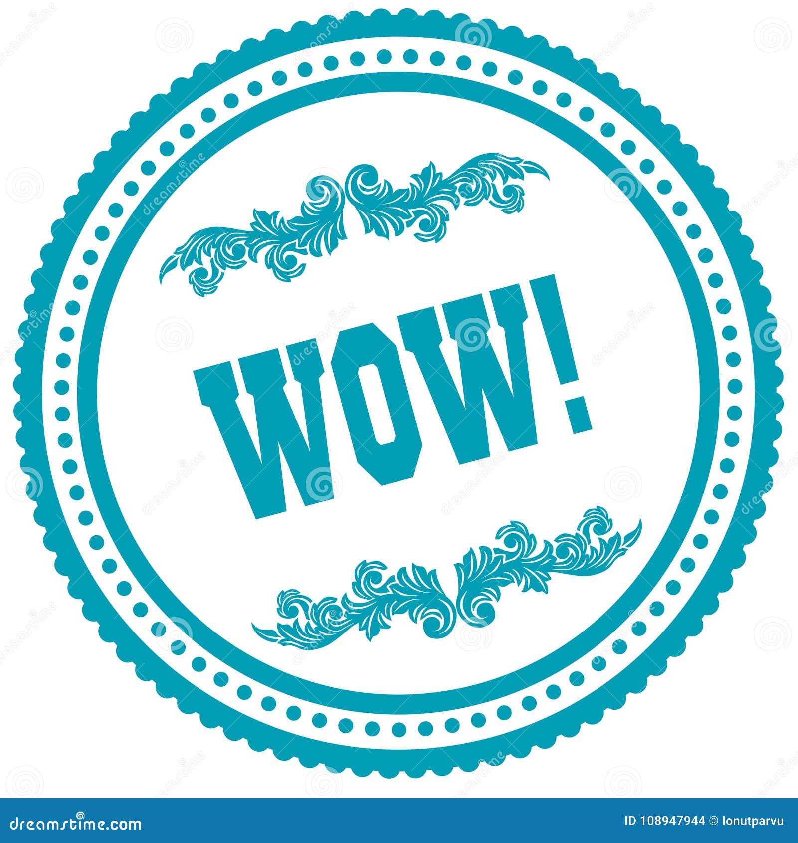WOW blue round stamp. stock illustration. Illustration of graphic ...
