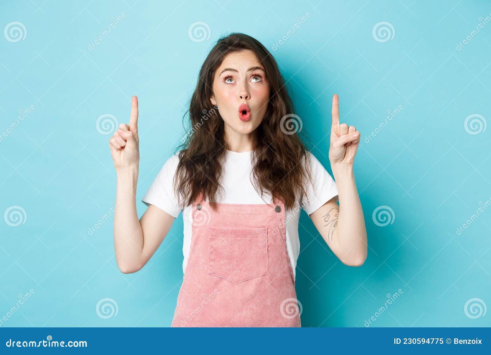 Wow So Cool Impressed Young Girl With Dark Curly Hairstyle And Glamour