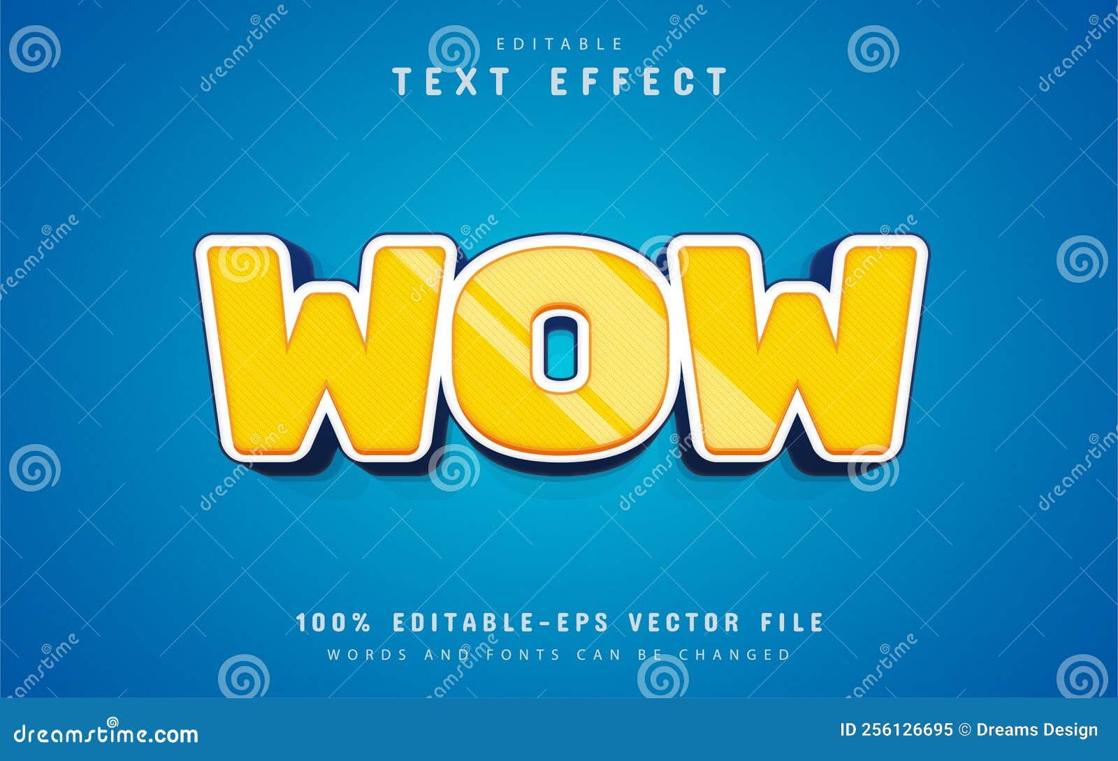 Wow 3d Text Effect Editable Stock Vector - Illustration of effect ...