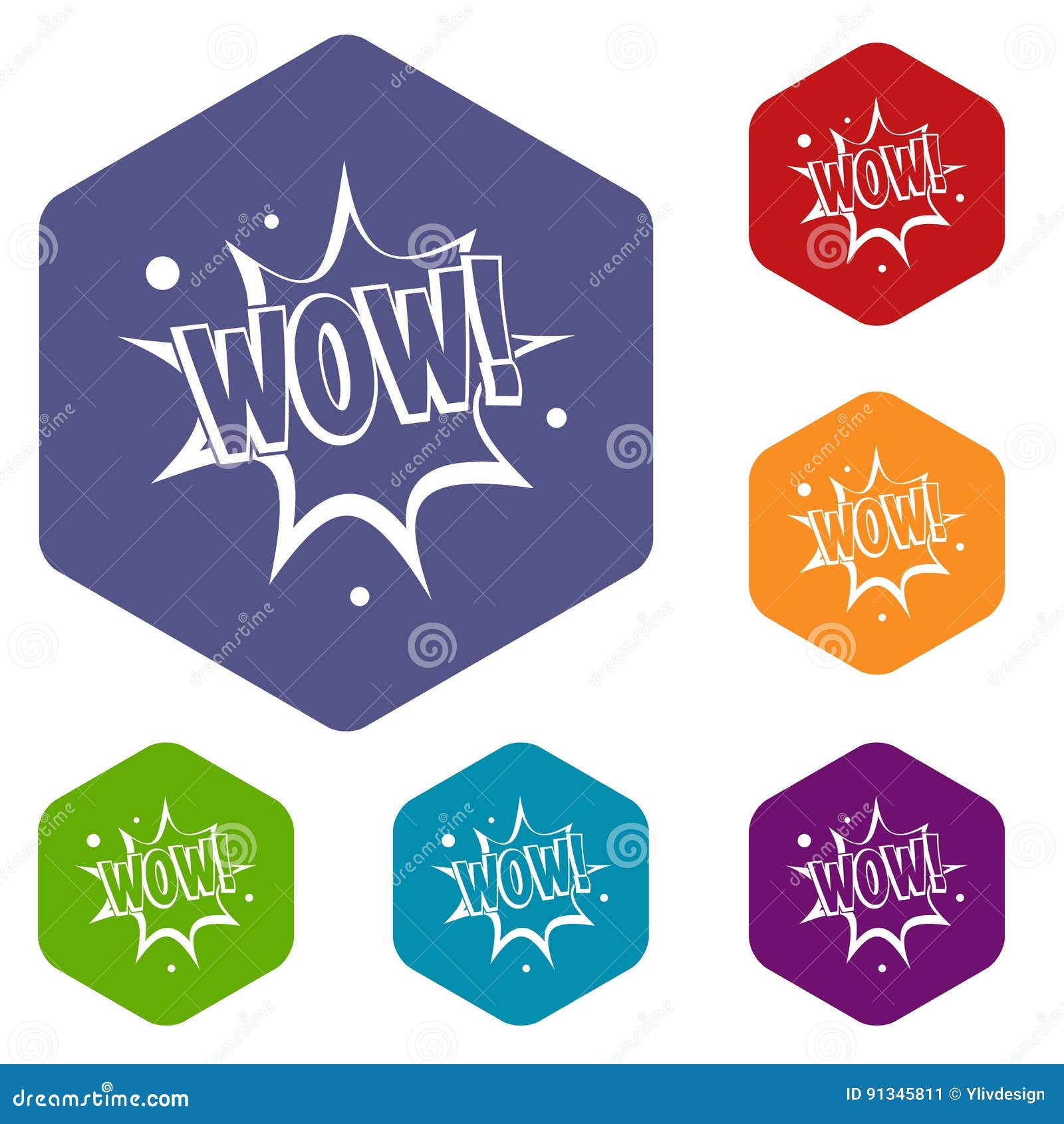 WOW, Explosion Effect Icons Set Hexagon Stock Vector - Illustration of ...