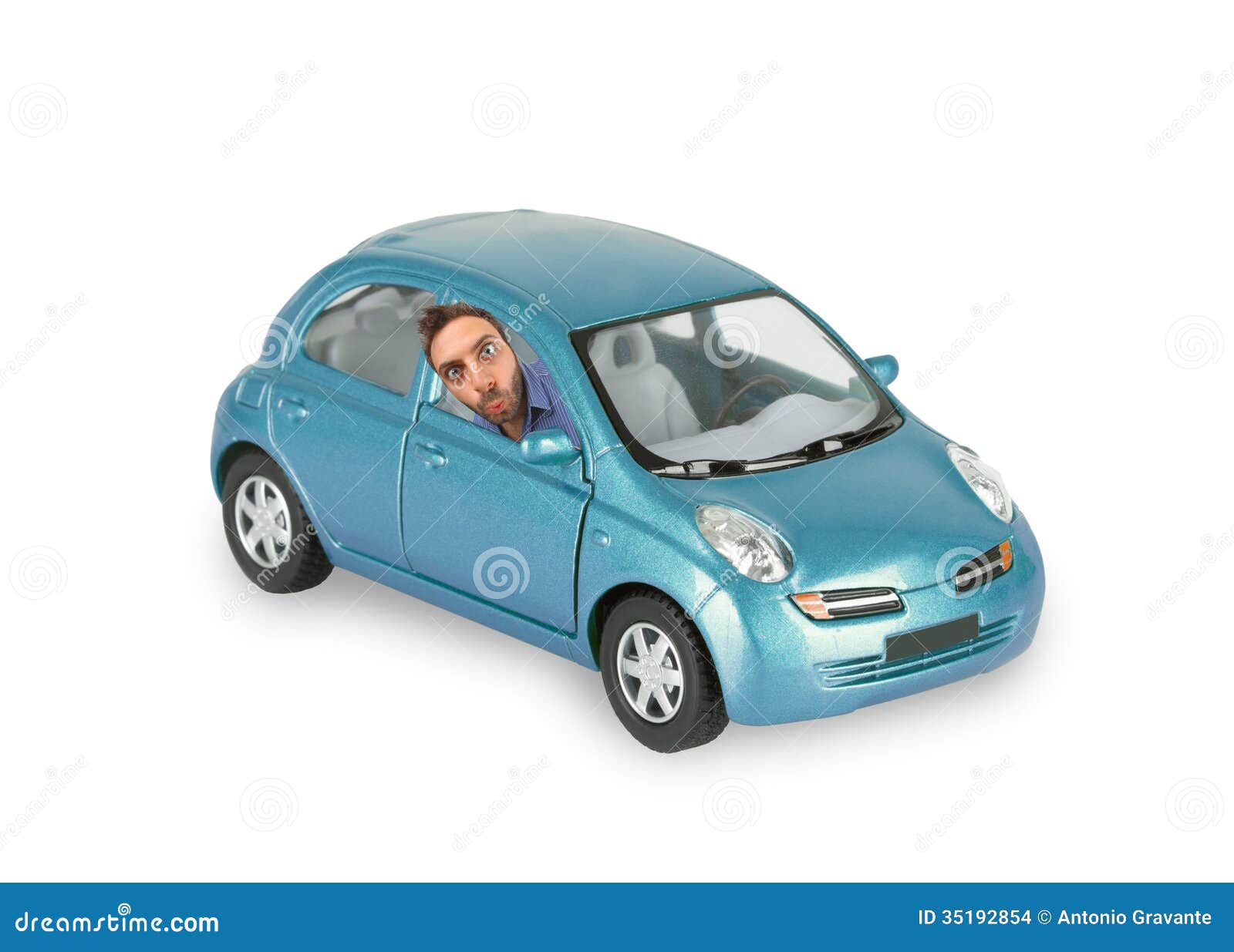 Wow Expression of a Boy in the Blue Car Stock Photo - Image of ...