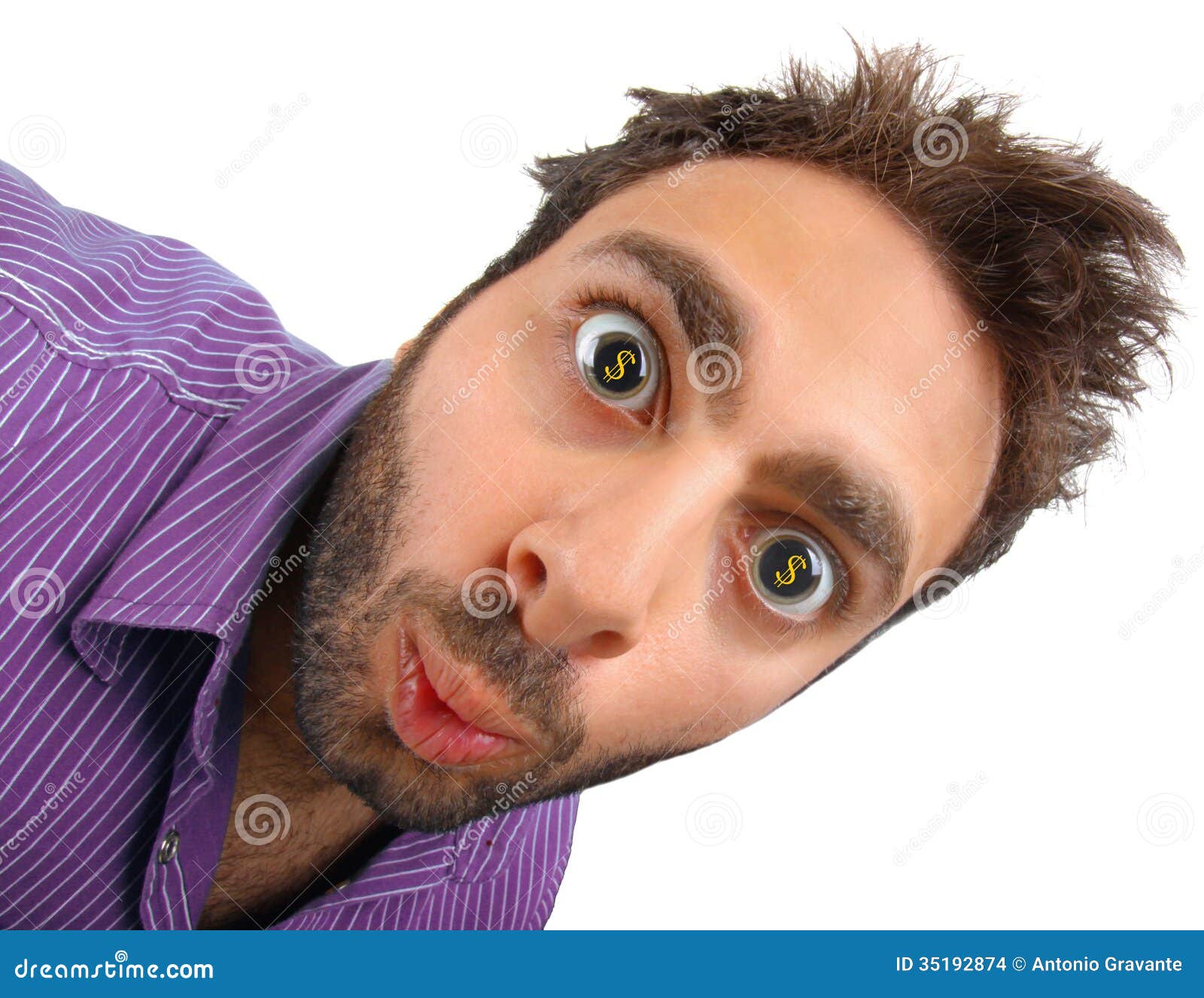 Wow Expression with a Dollar Sign in the Eyes Stock Photo - Image of ...